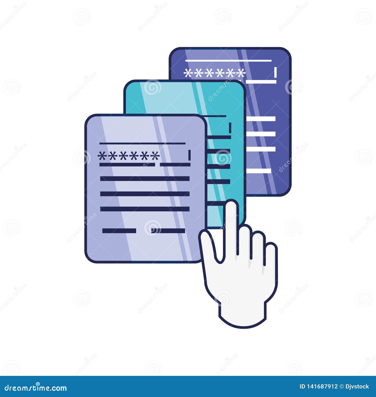 Document Paper Format with Password and Hand Stock Vector ...