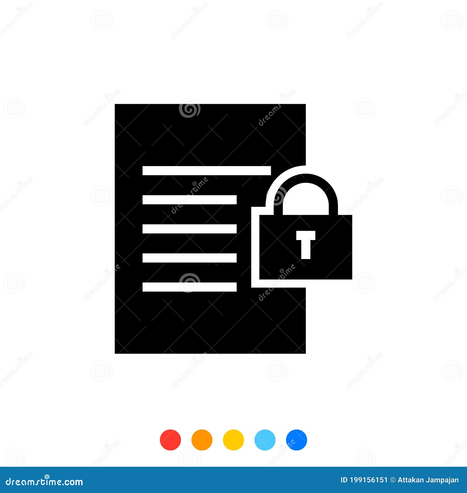 Document Paper Glyph Icon with Lock Symbol, Vector and Illustration ...