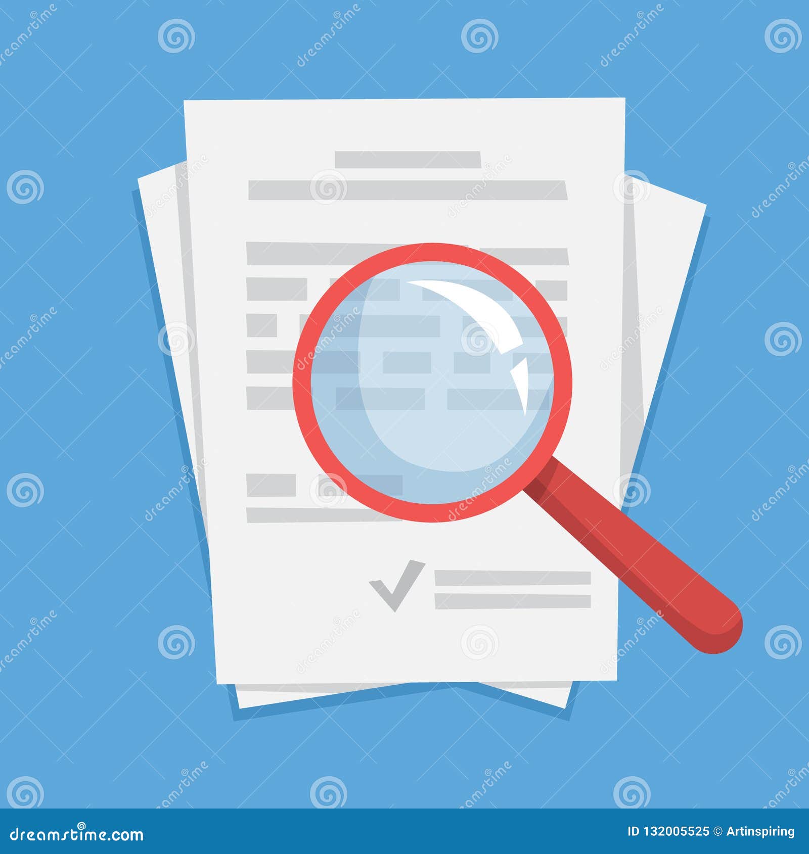Document Paper Sheet with Magnifying Glass on it Stock Vector ...