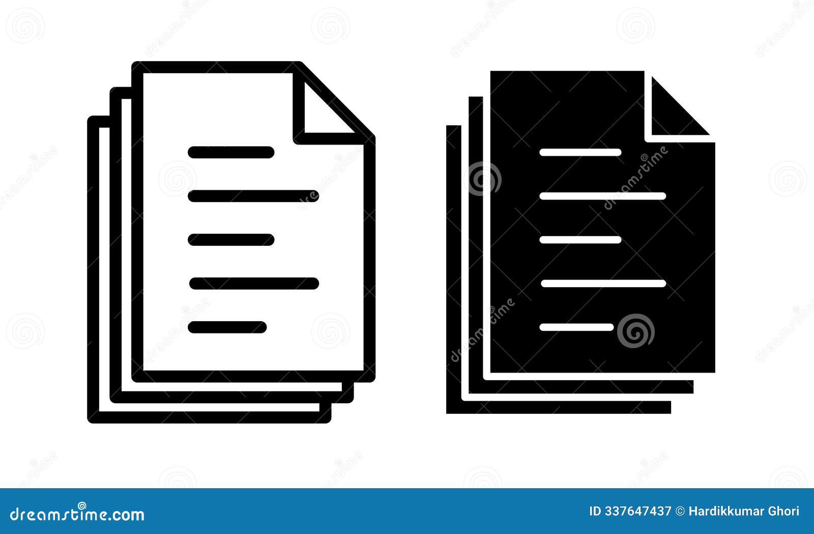 Document Papers Pile Icon Set. Office Paperwork Documents Sheets Stack ...