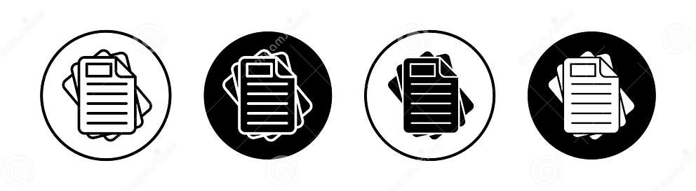Document Papers Pile Icon Set. Office Paperwork Documents Sheets Stack ...