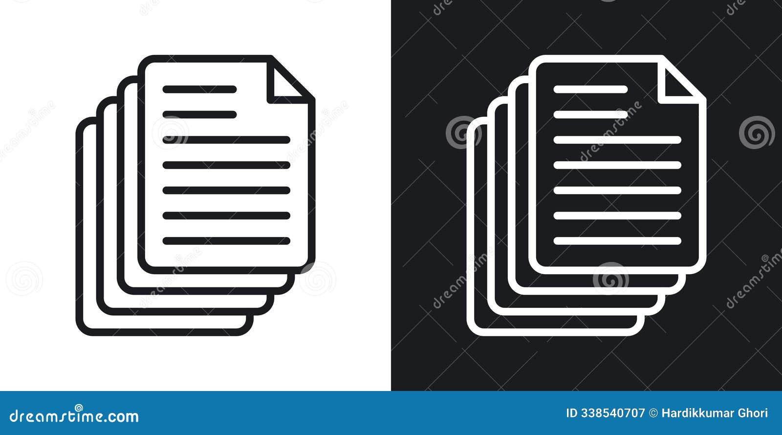 Document Papers Pile Icon Set. Office Paperwork Documents Sheets Stack ...