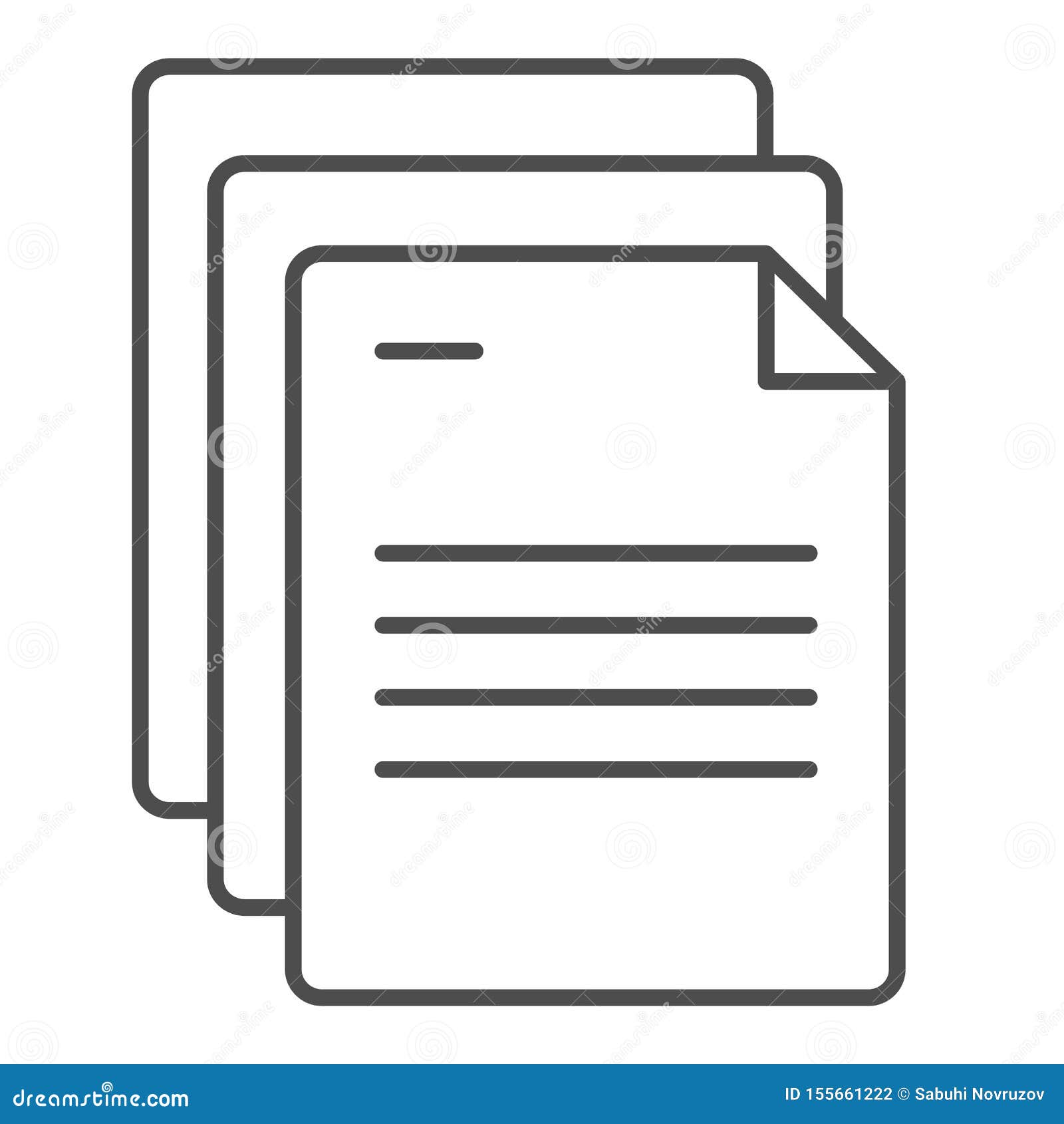 Document Papers Thin Line Icon. Pages Vector Illustration Isolated on ...