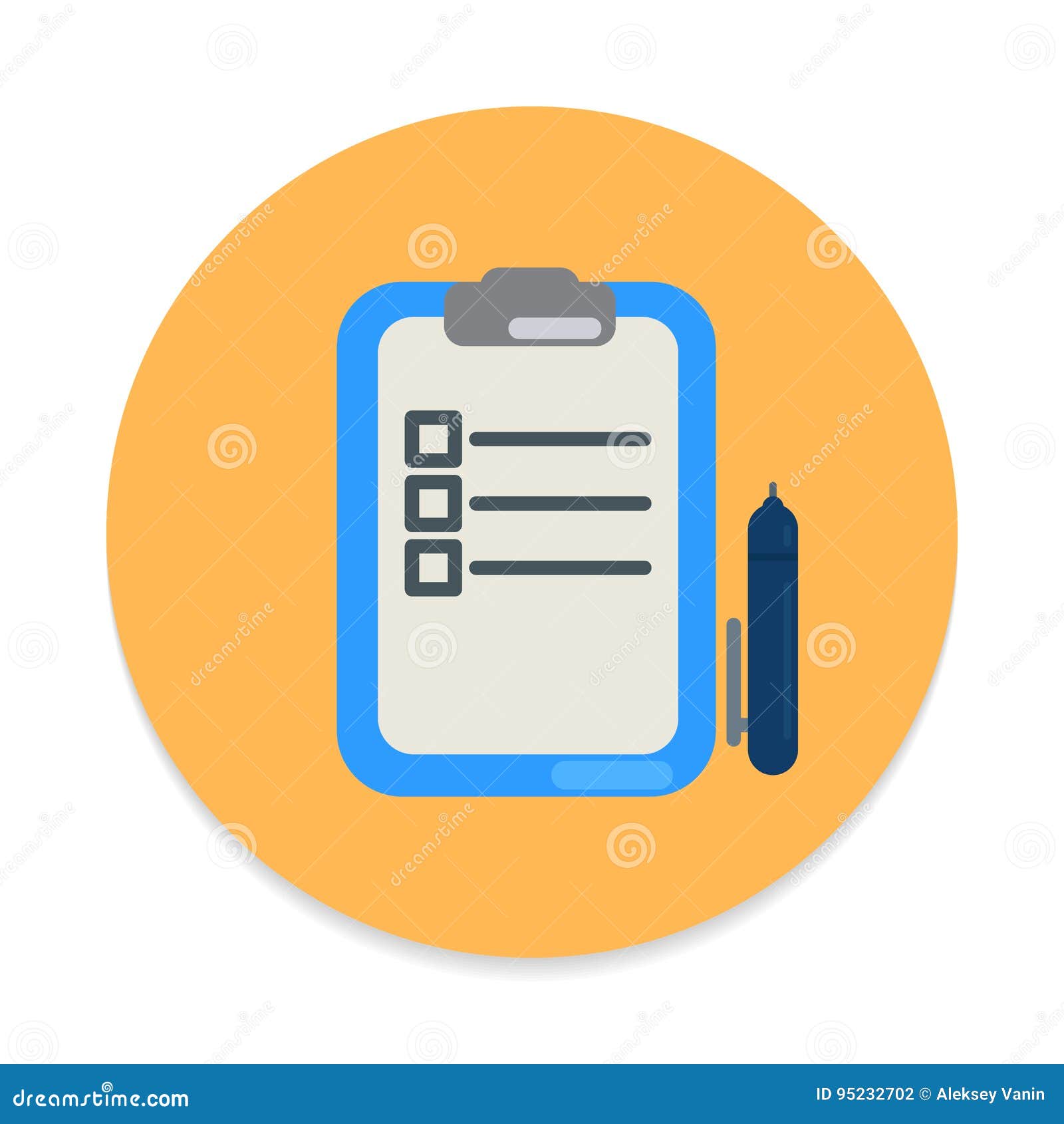 Document with Pen Flat Icon. Round Colorful Button, Form Circular ...