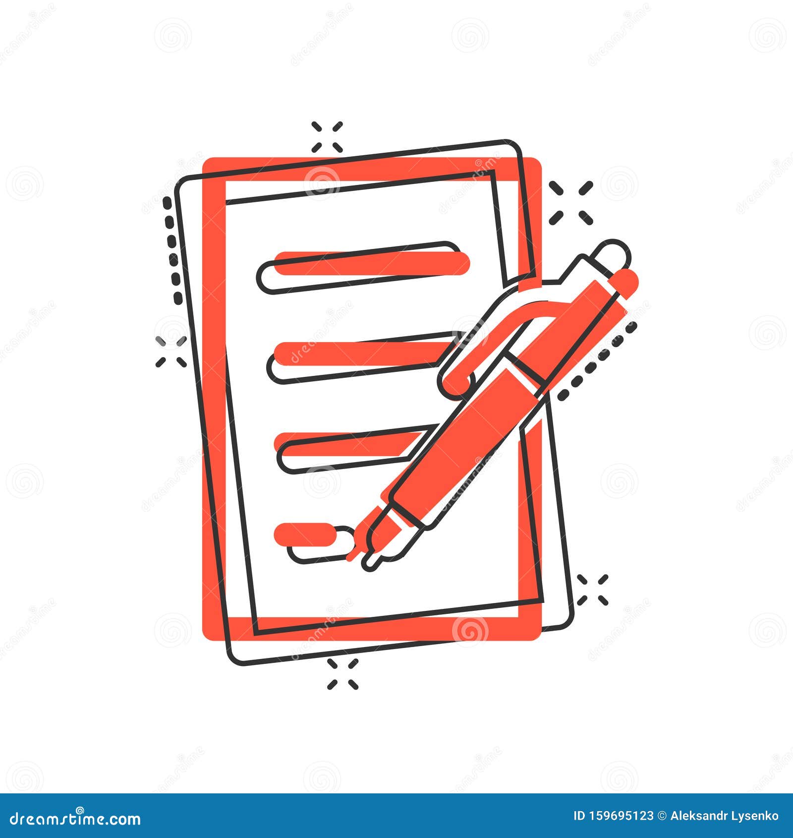 Document with Pen Icon in Comic Style. Notepad Vector Cartoon ...