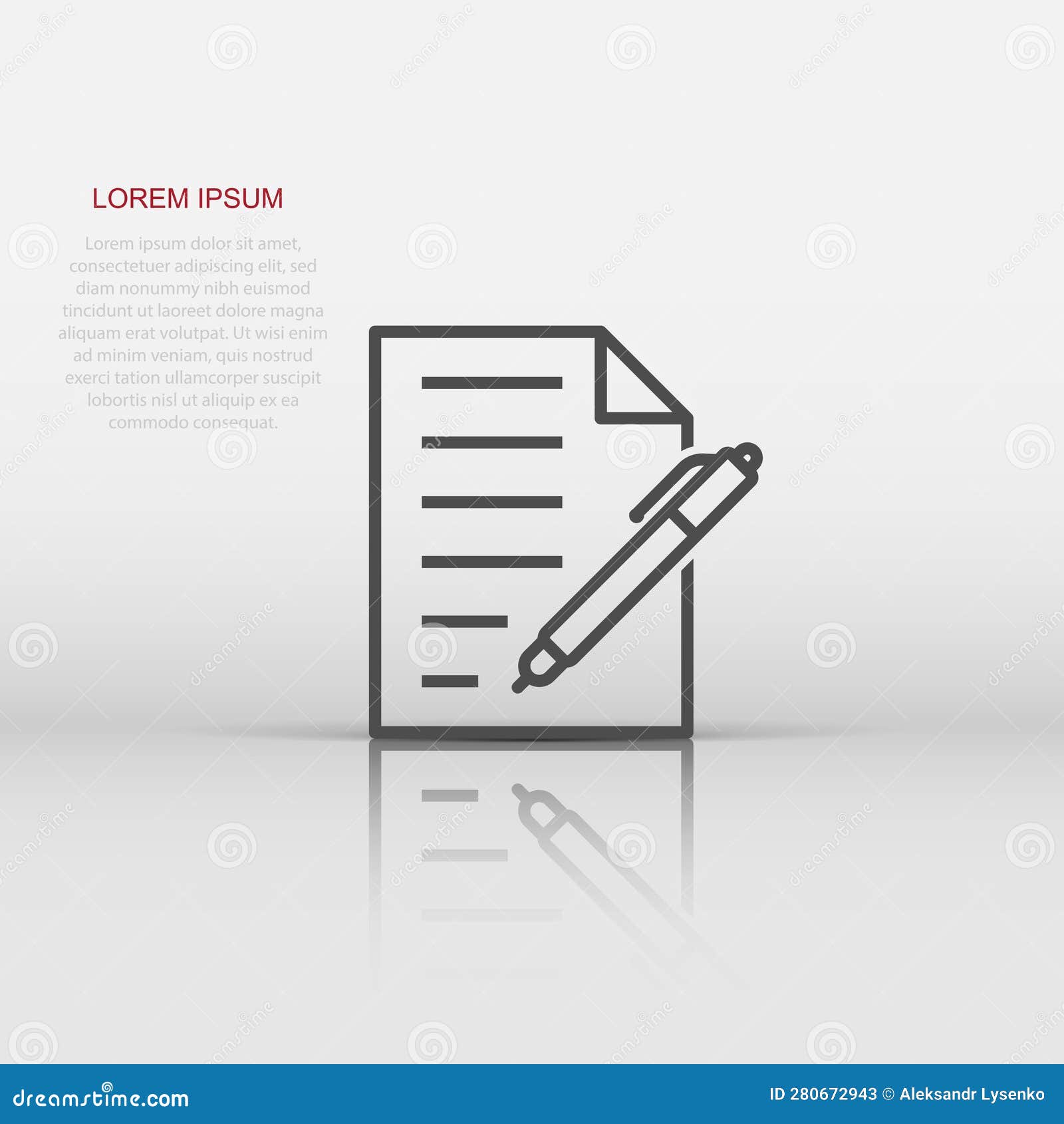 Document with Pen Icon in Flat Style. Notepad Vector Illustration on ...