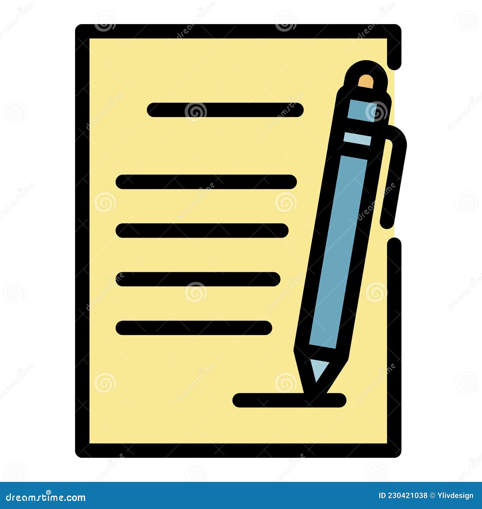 Document and Pen Icon Color Outline Vector Stock Vector - Illustration ...