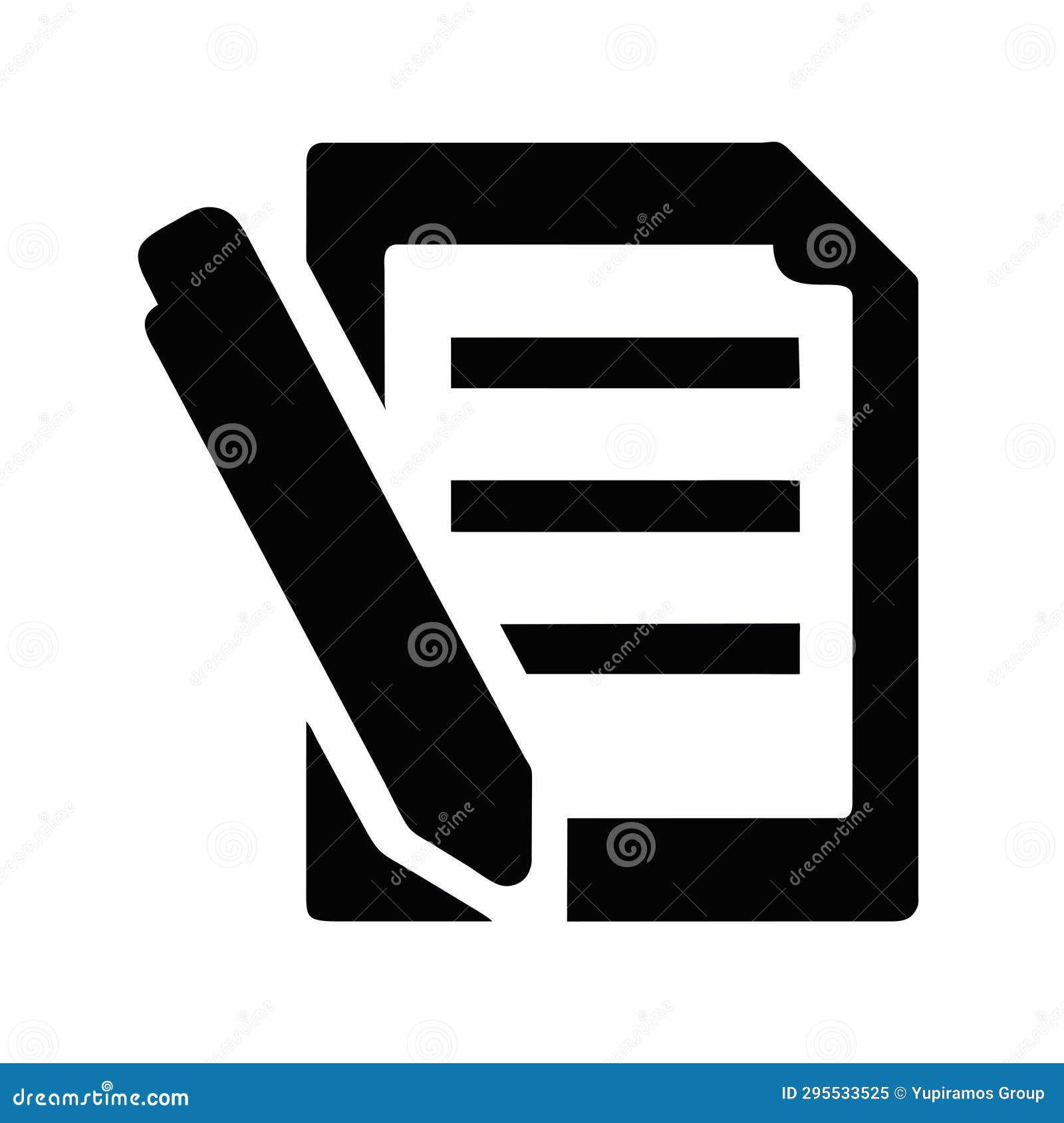 Document and pen icon stock vector. Illustration of contract - 295533525
