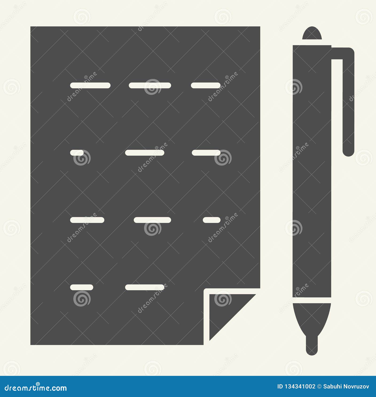 Document with Pen Solid Icon. List and Pen Vector Illustration Isolated ...