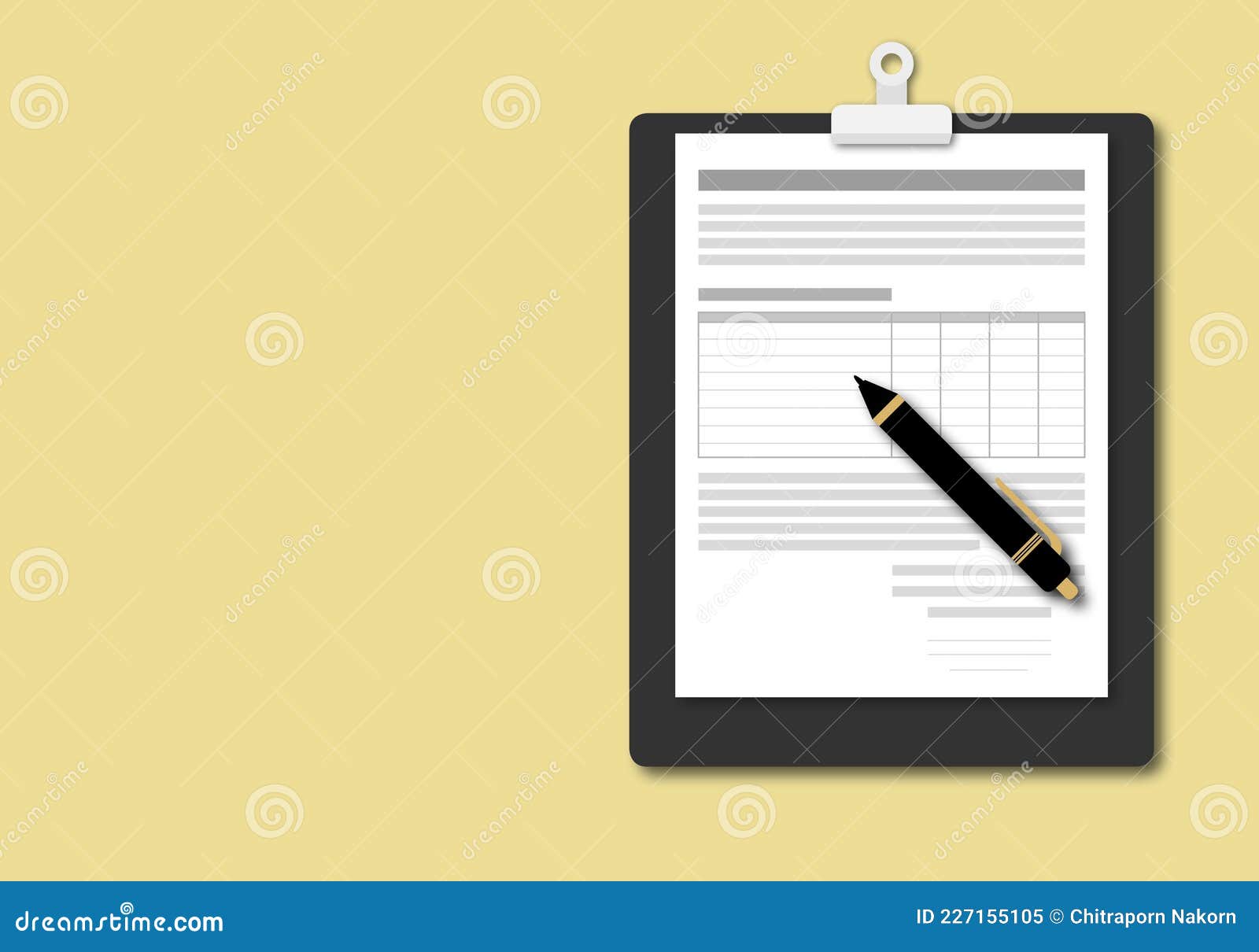 Document with Pen on Yellow Background, Application Form, Paperwork ...