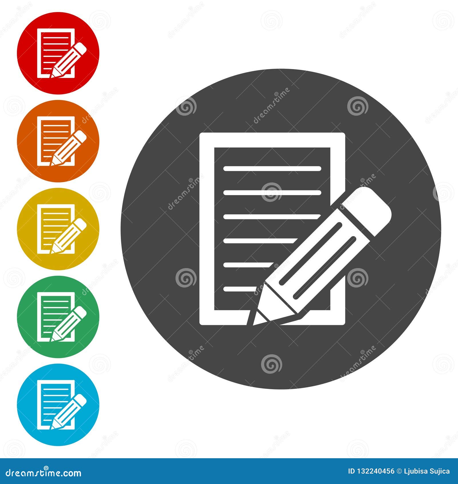 Document with Pencil Icon stock vector. Illustration of notebook ...