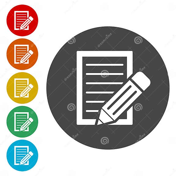 Document with Pencil Icon stock vector. Illustration of notebook ...