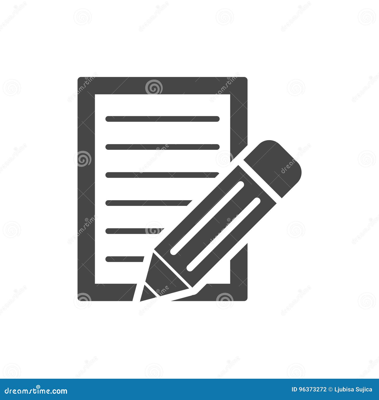 Document with Pencil Icon stock vector. Illustration of memo - 96373272