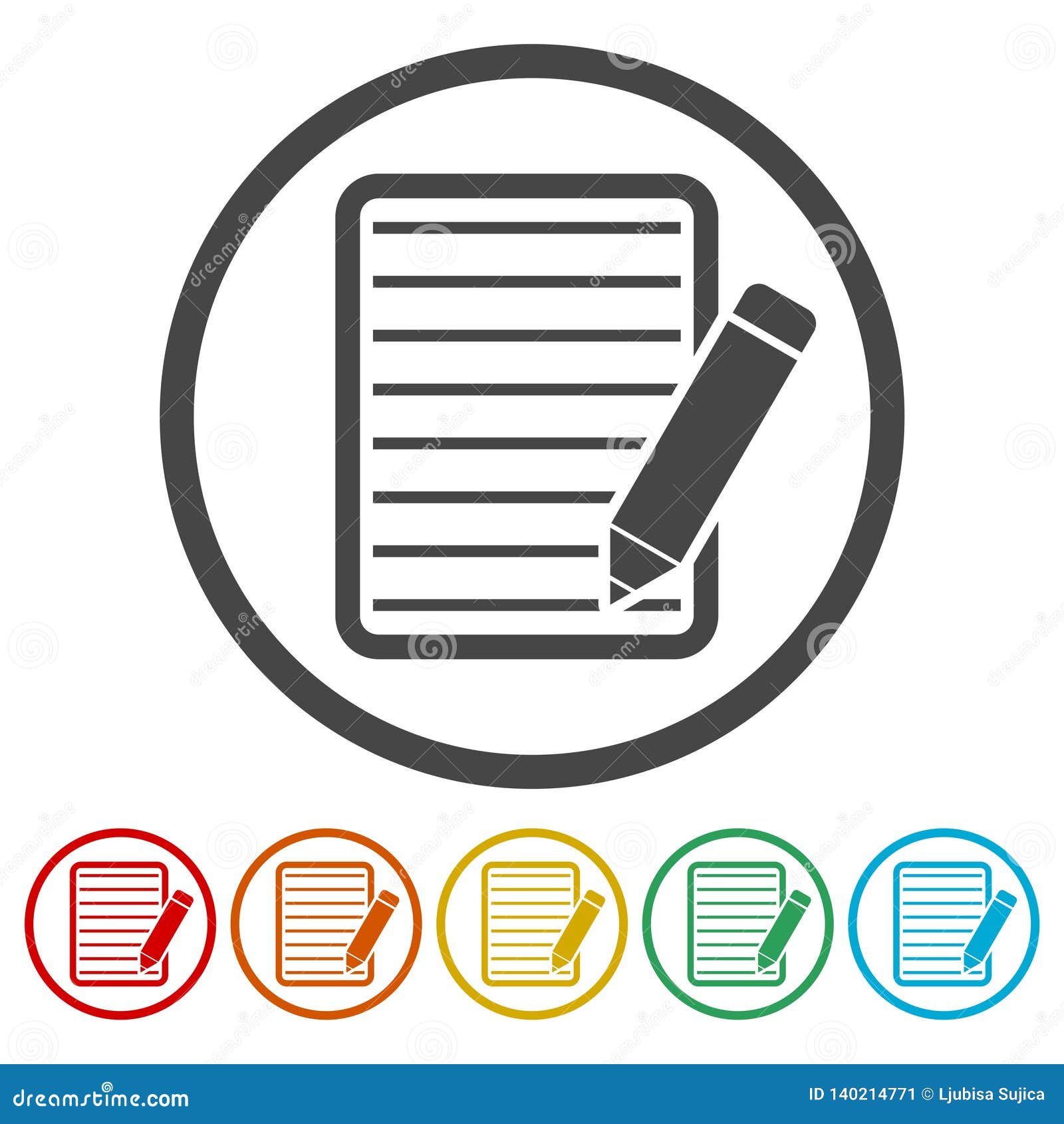 Document with Pencil Icons Set Stock Vector - Illustration of icon ...