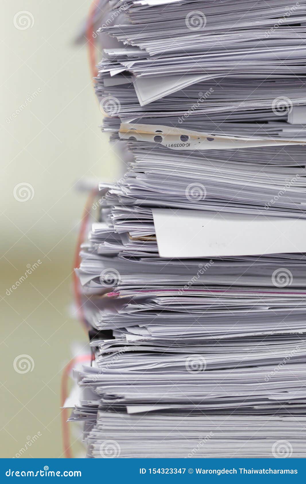 Document Pile on Office Desk, Stack of Business Paper on the Table with ...