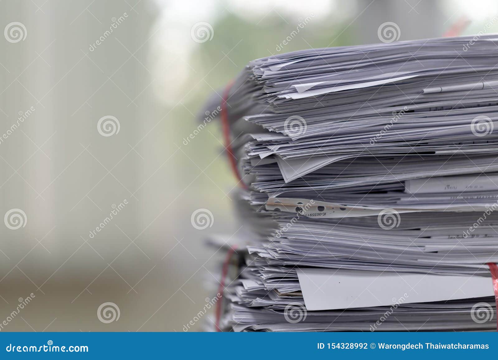 Document Pile on Office Desk, Stack of Business Paper on the Table with ...