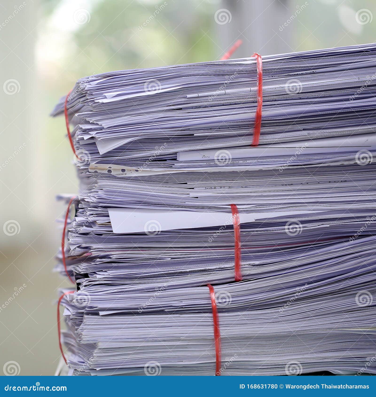 Document Pile on Office Desk, Stack of Business Paper on the Table with ...