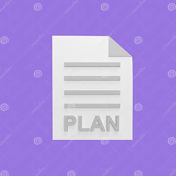 Document Plan 3d Icon Model Cartoon Style Concept. Render Illustration ...