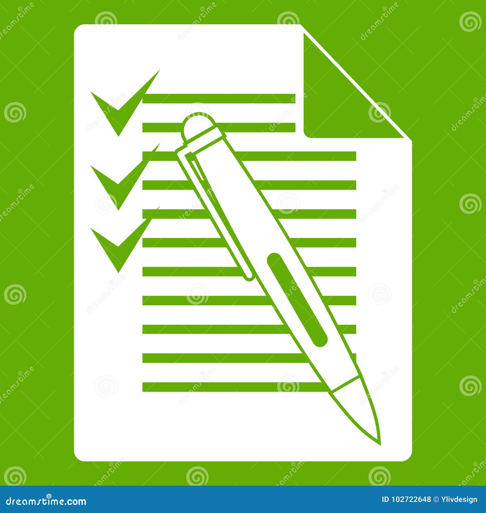 Document with Plan and Pen Icon Green Stock Vector - Illustration of ...