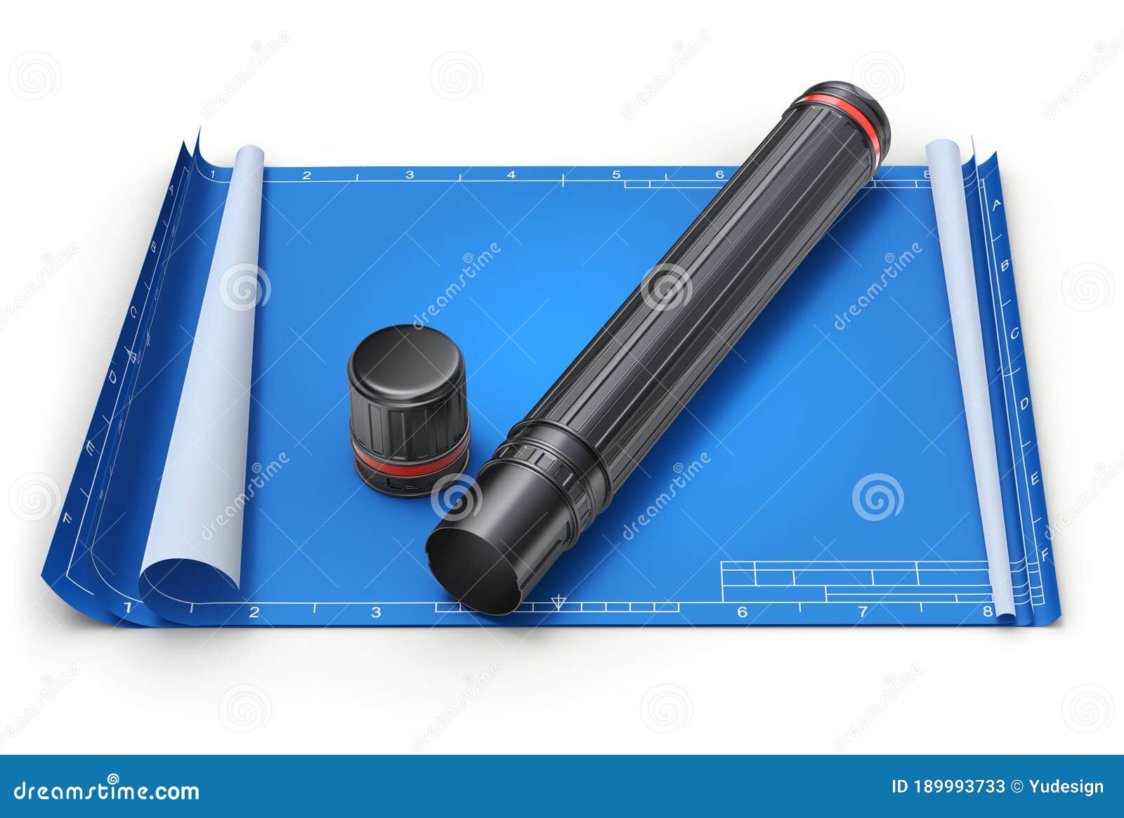 Document Plan Tube on Empty Blueprint Stock Illustration - Illustration ...