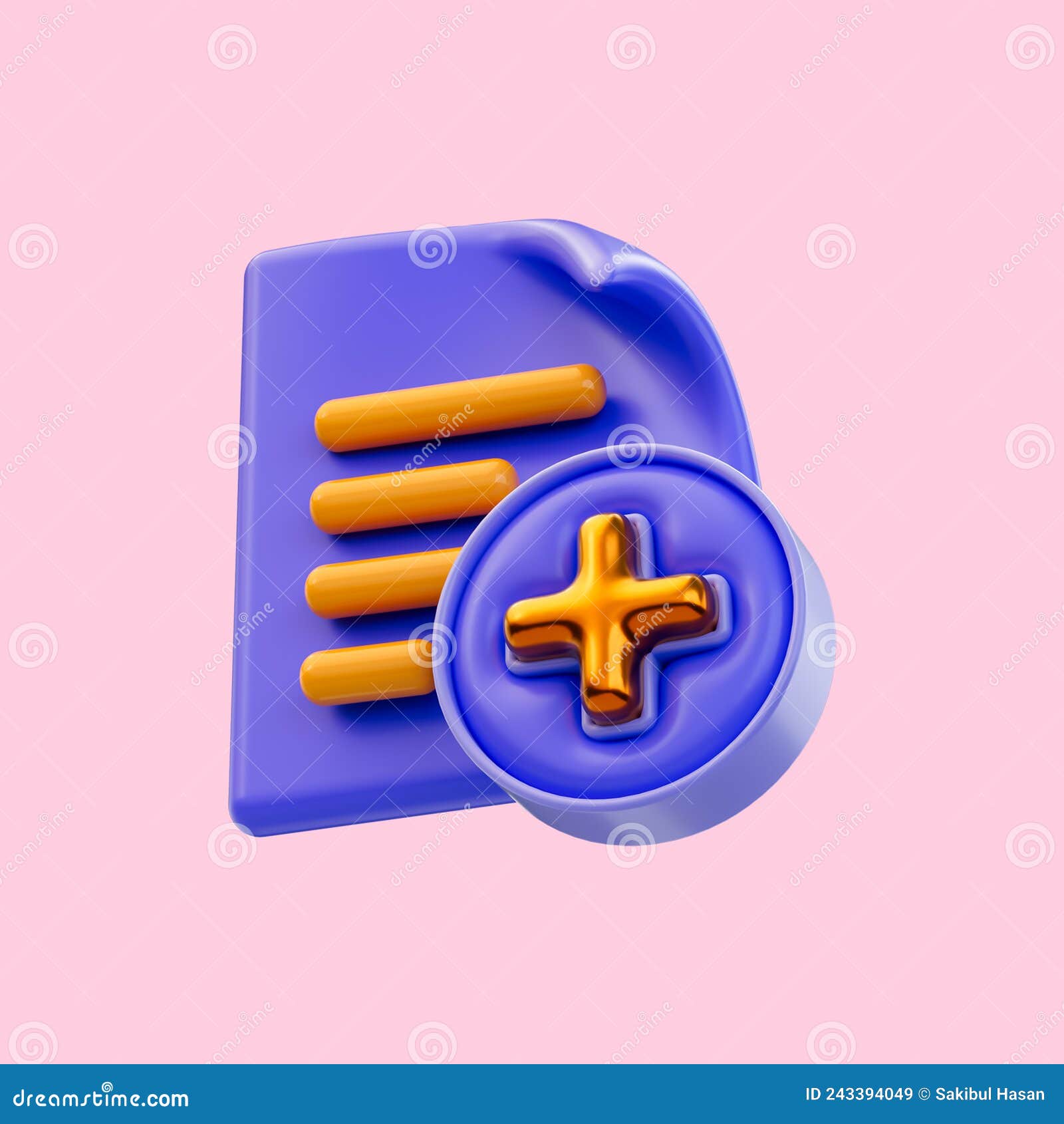 Document Plus Icon 3d Render Concept for Attest Add Additions Sum ...