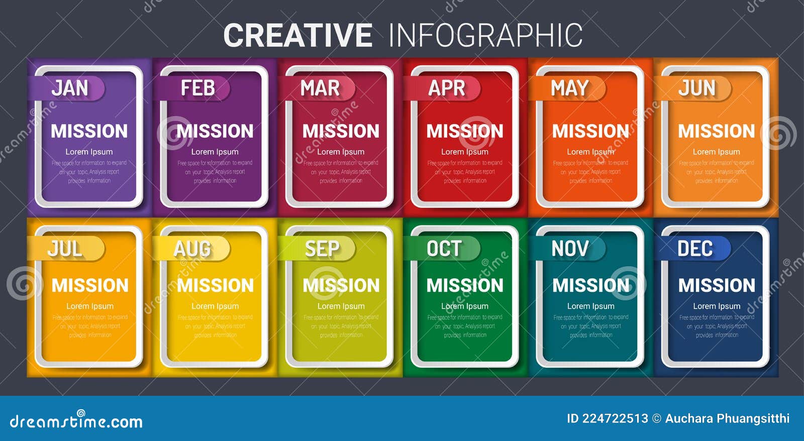 Presentation Business Infographic Template for 12 Months Stock Vector ...