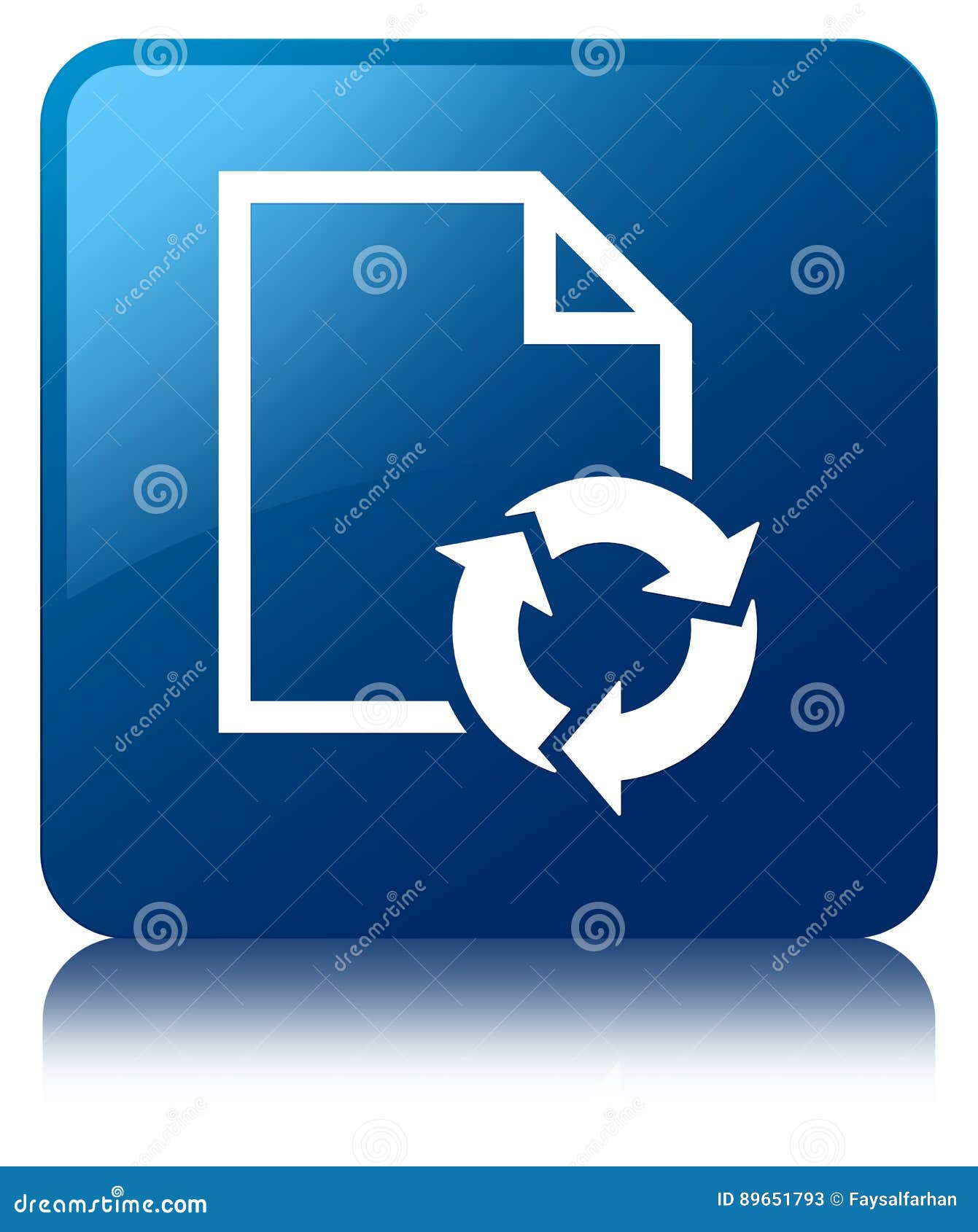 Document Process Icon Blue Square Button Stock Illustration ...