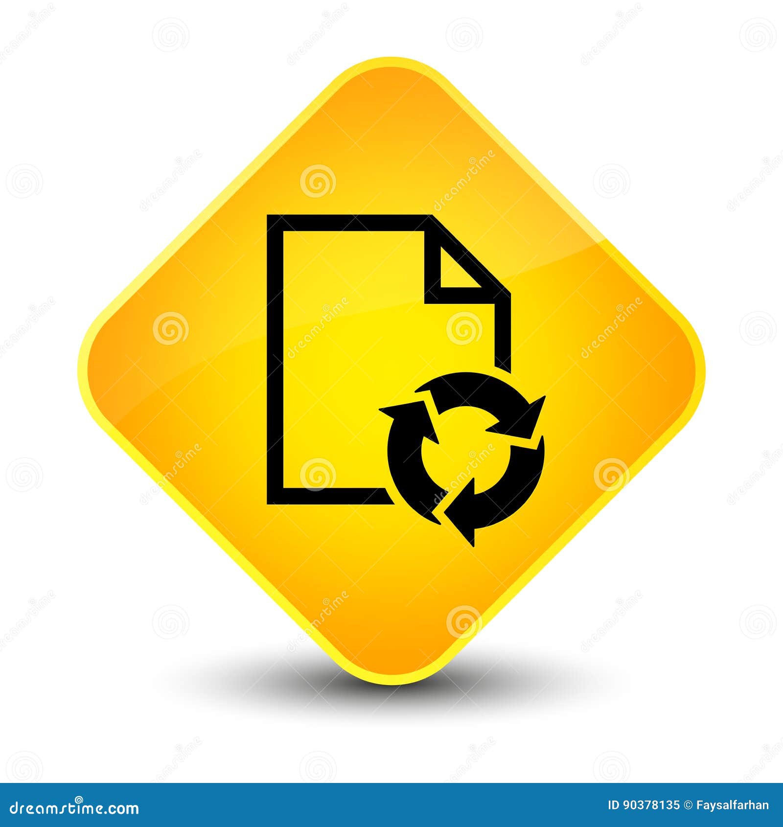 Document Process Icon Elegant Yellow Diamond Button Stock Illustration ...