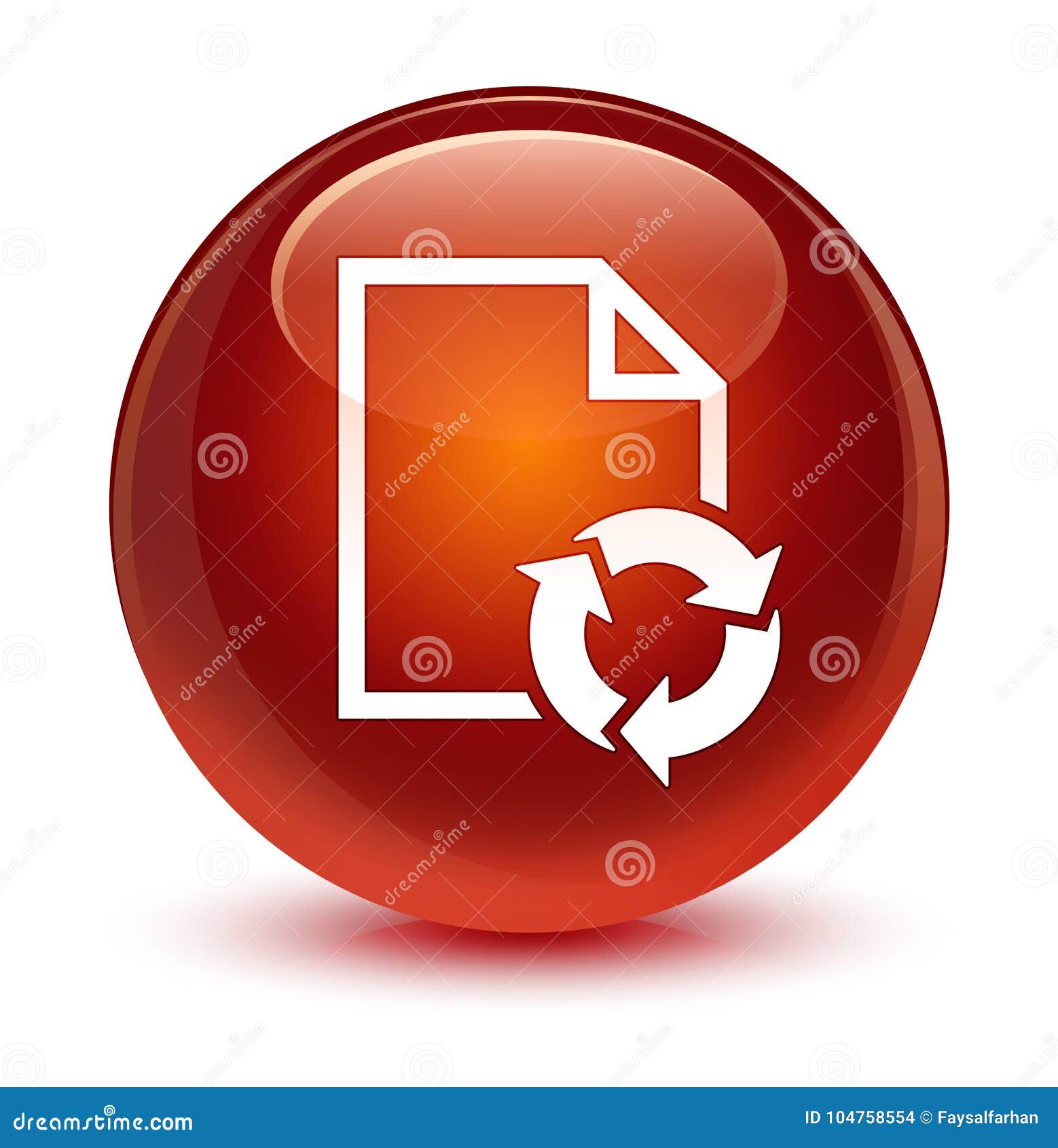 Document Process Icon Glassy Brown Round Button Stock Illustration ...