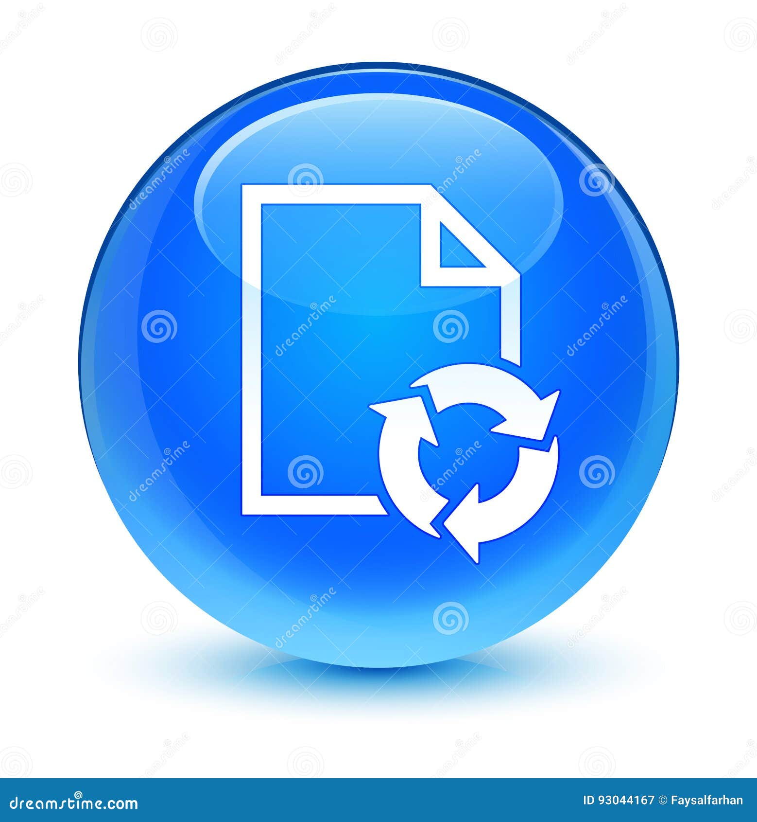 Document Process Icon Glassy Cyan Blue Round Button Stock Illustration ...