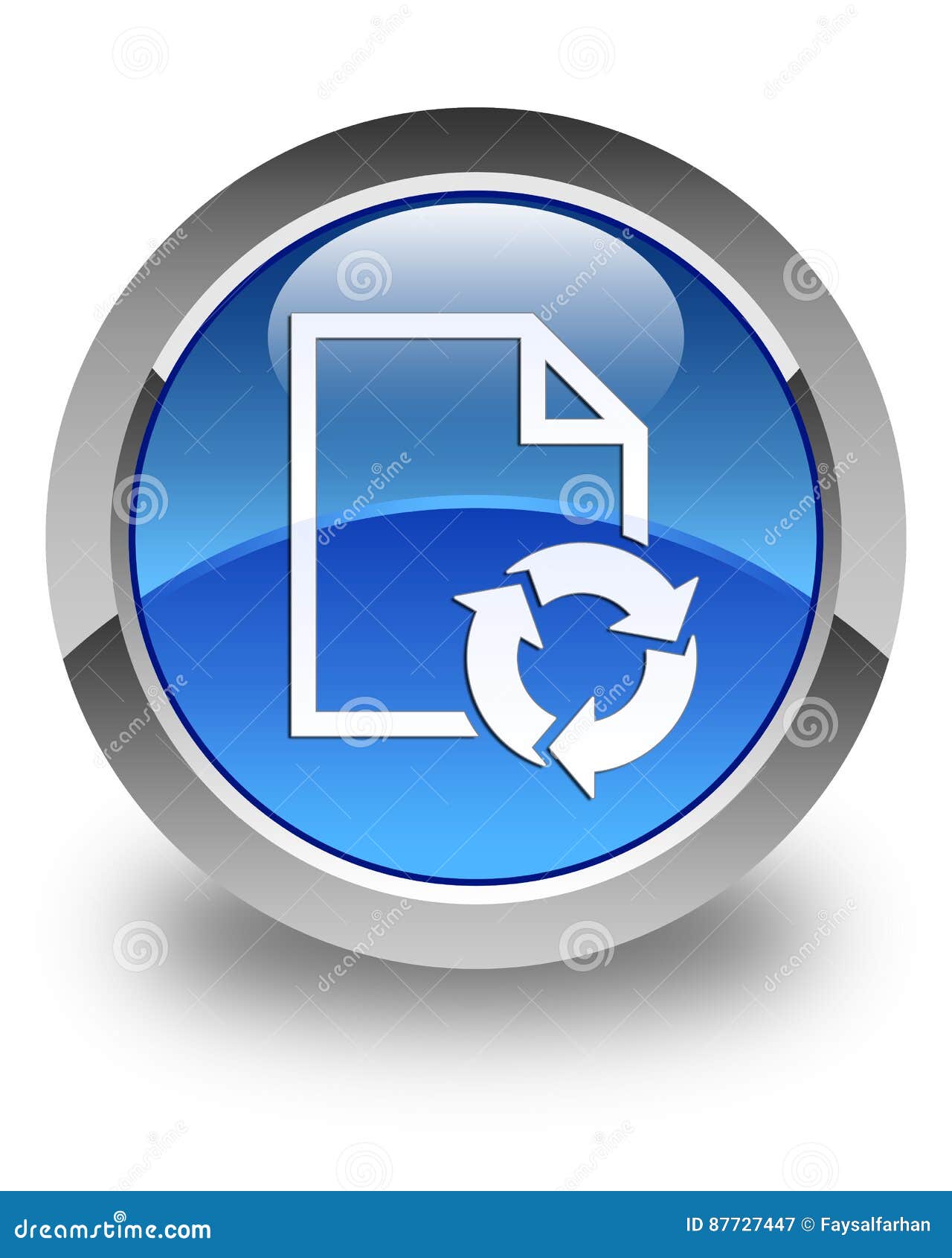 Document Process Icon Glossy Blue Round Button Stock Illustration ...