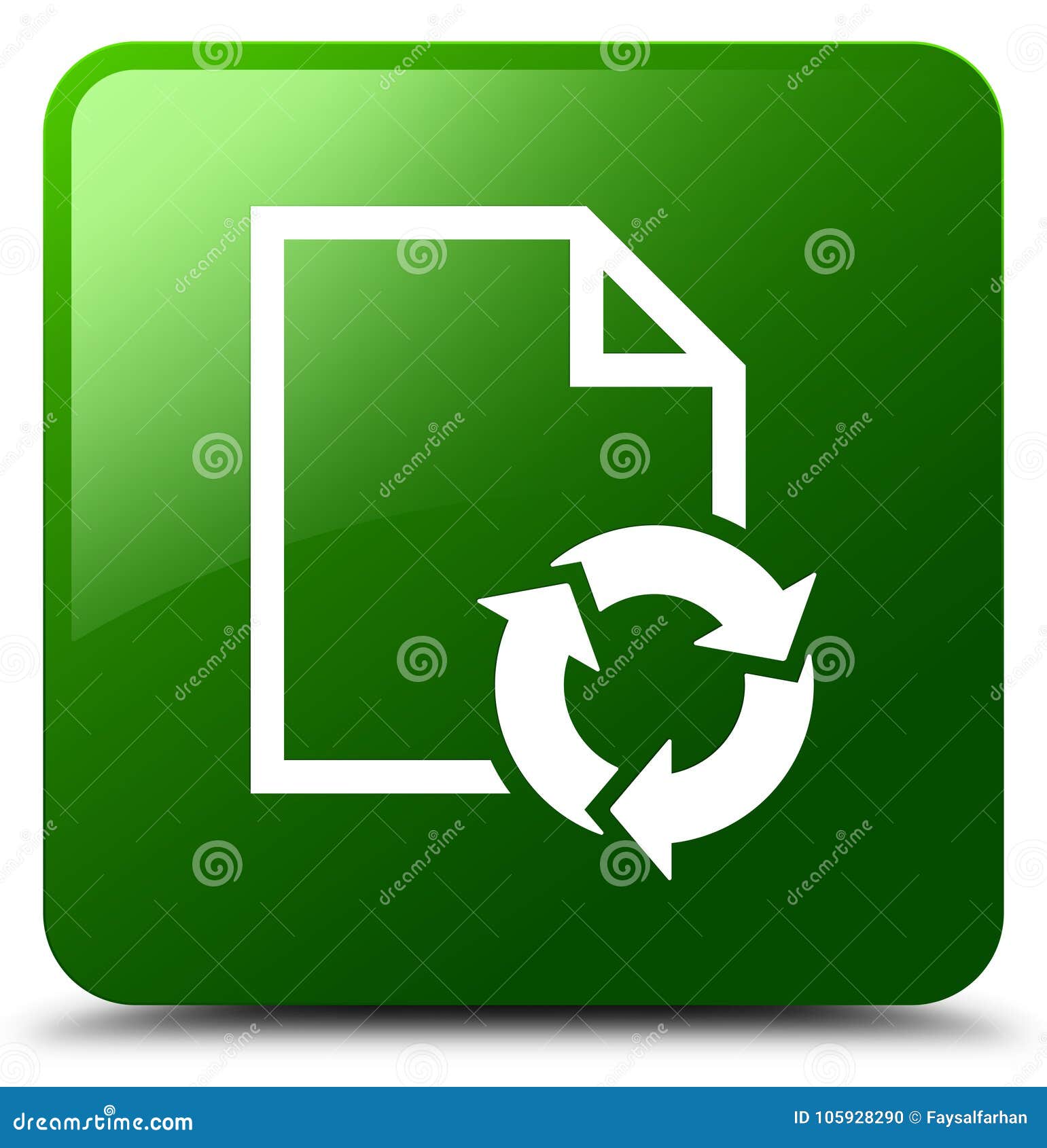 Document Process Icon Green Square Button Stock Illustration ...