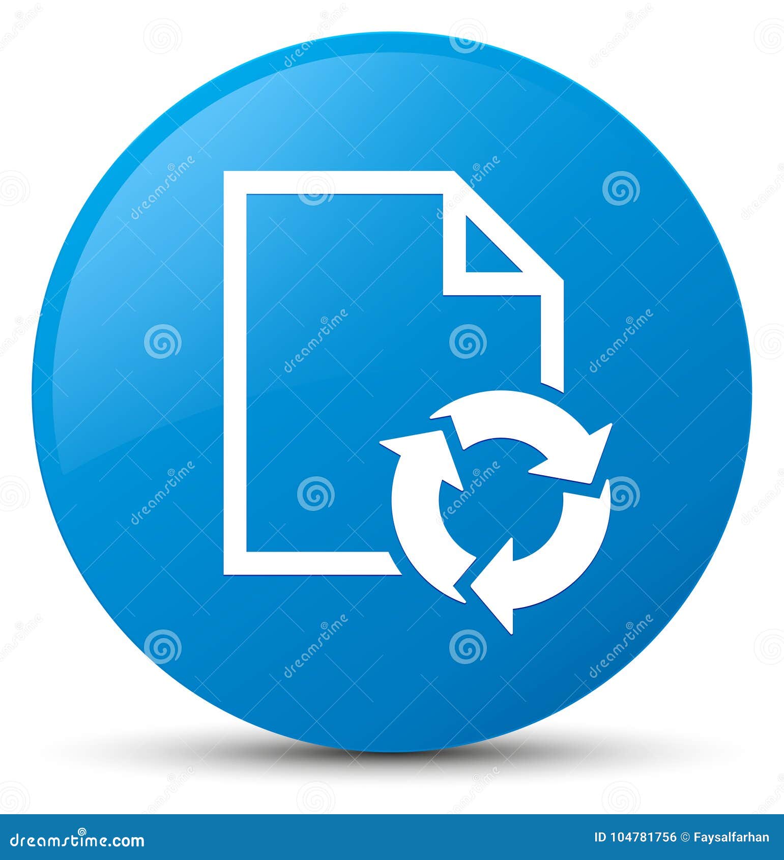 Document Process Icon Cyan Blue Round Button Stock Illustration ...