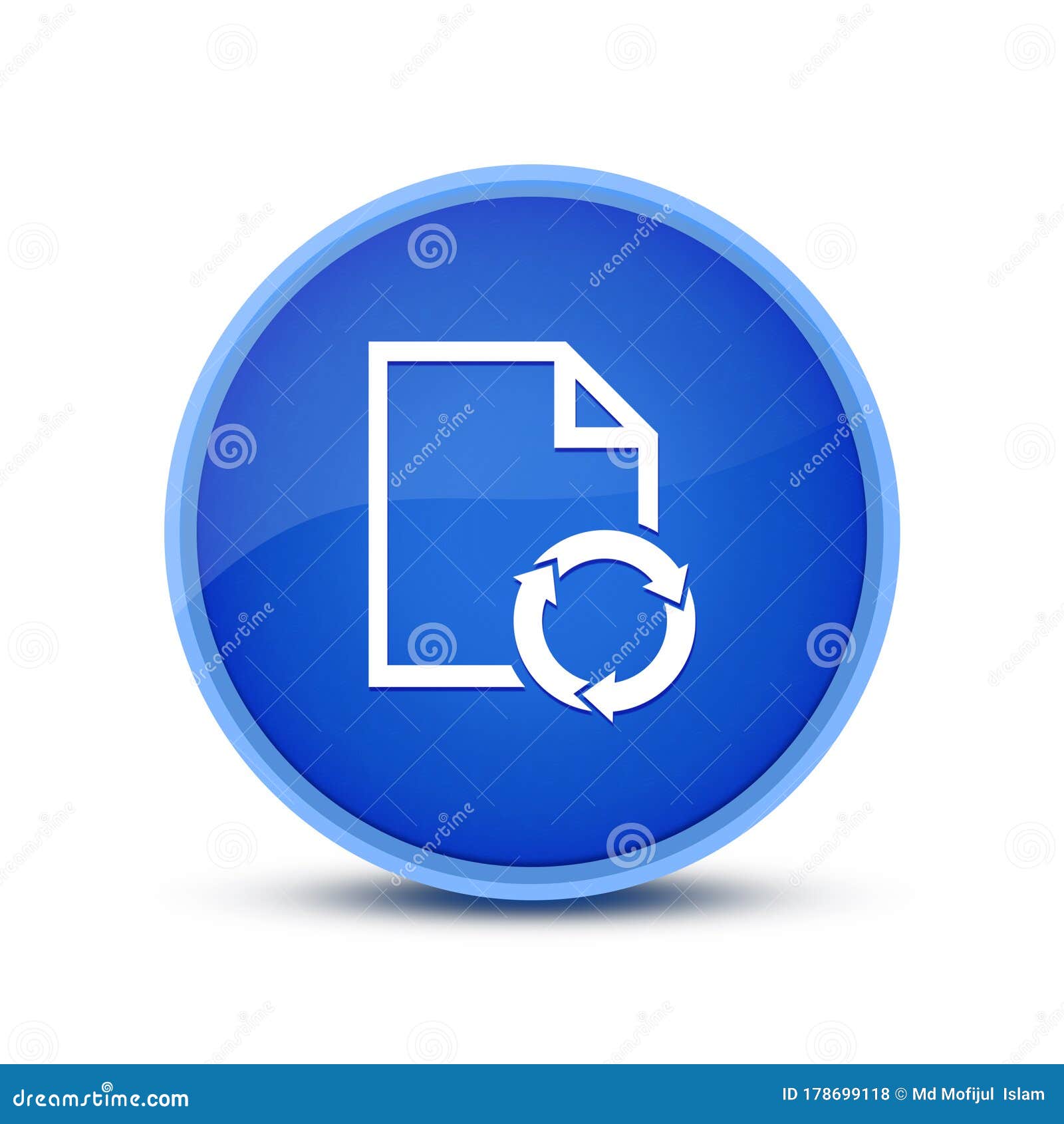 Document Process Icon Isolated on Glassy Blue Round Button Abstract ...