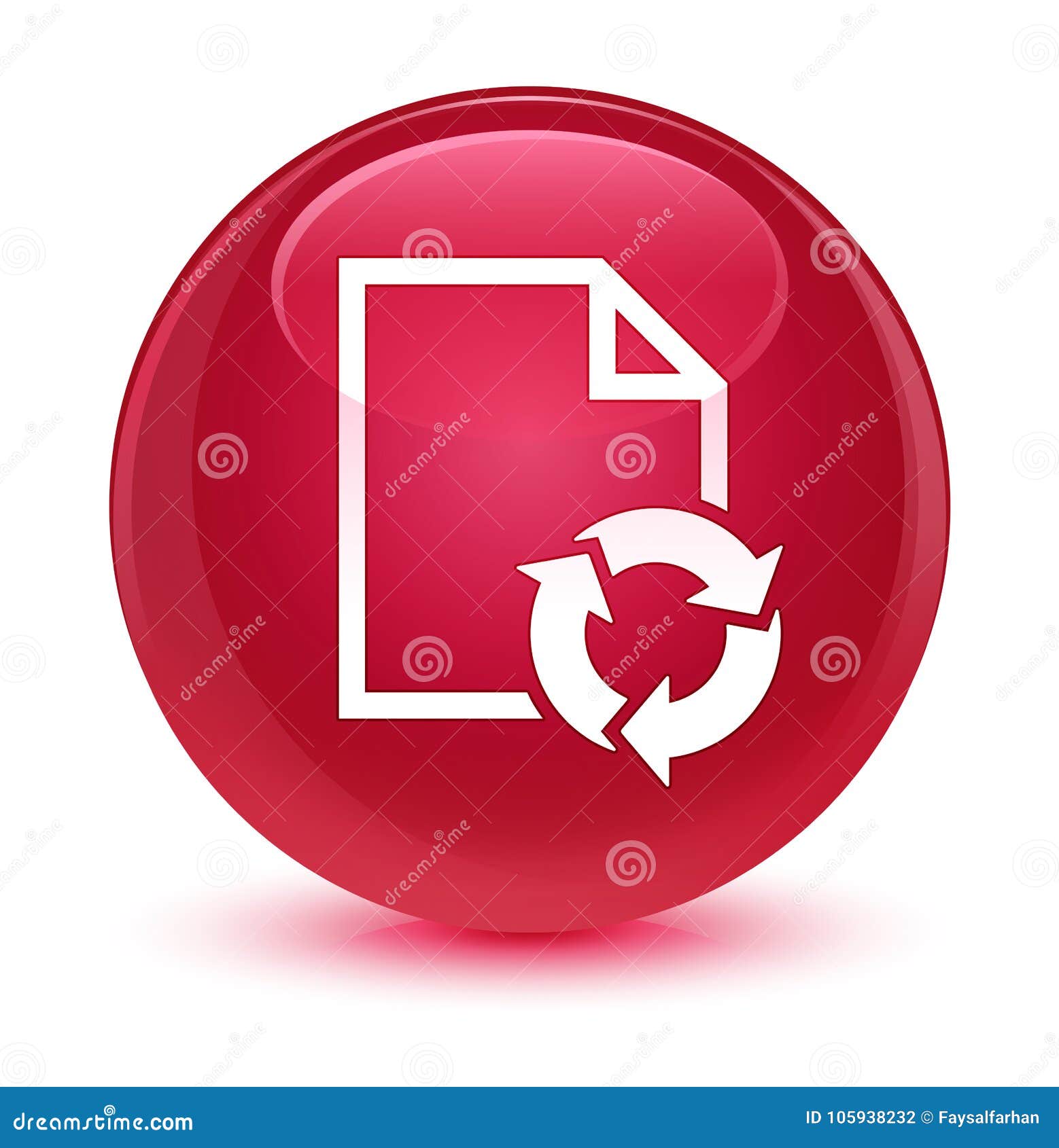 Document Process Icon Glassy Pink Round Button Stock Illustration ...