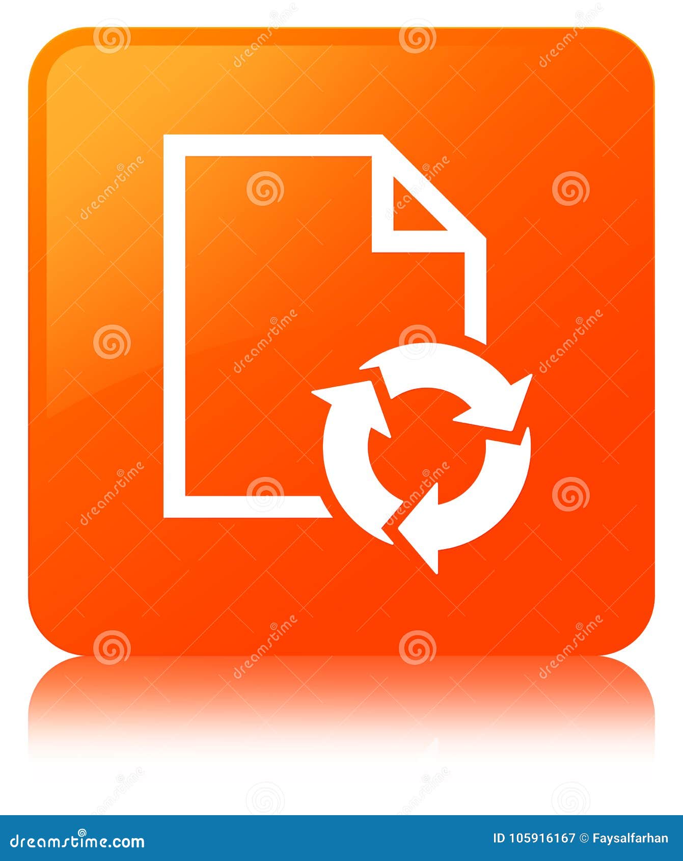 Document Process Icon Orange Square Button Stock Illustration ...