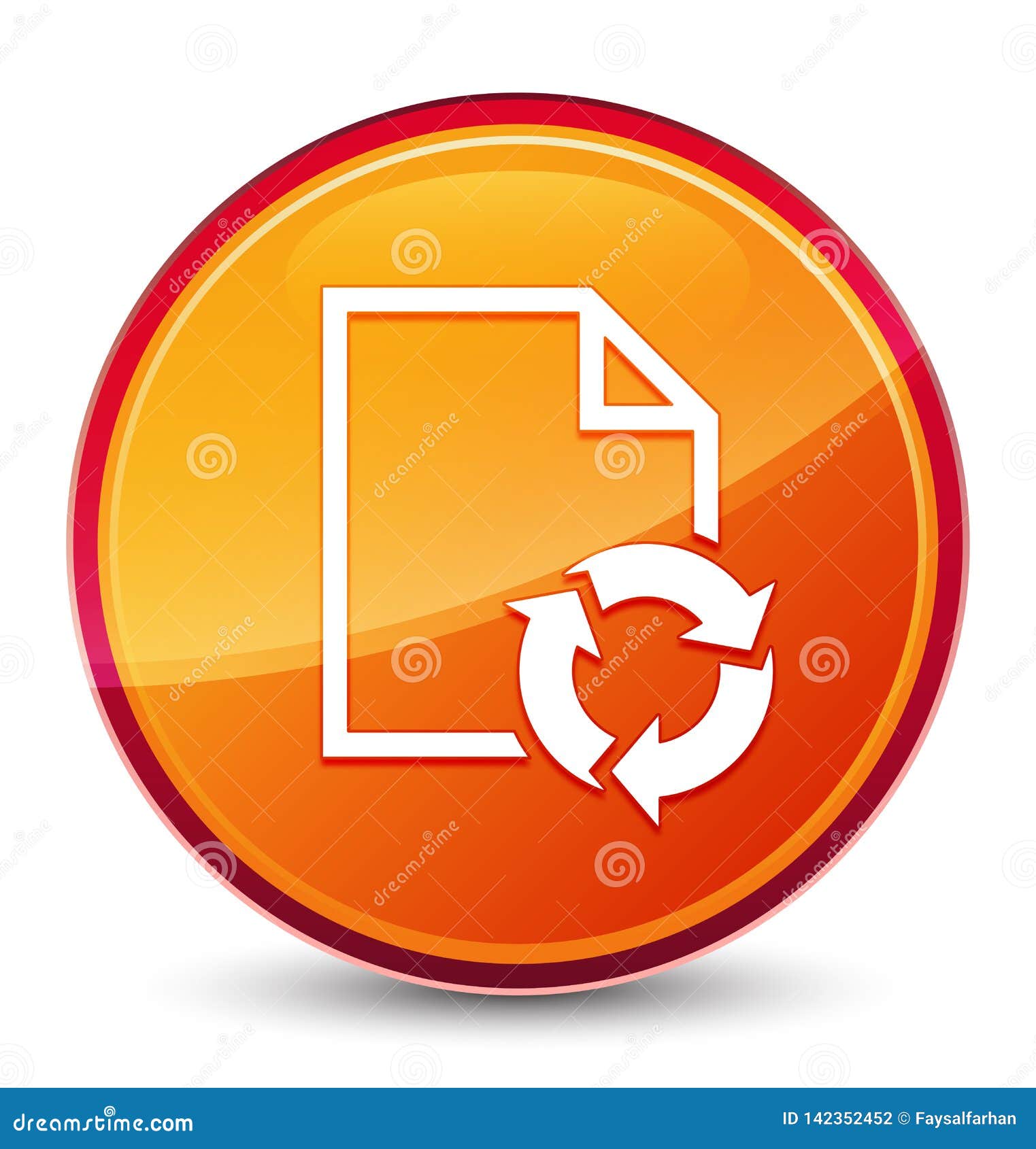 Document Process Icon Special Glassy Orange Round Button Stock Vector ...