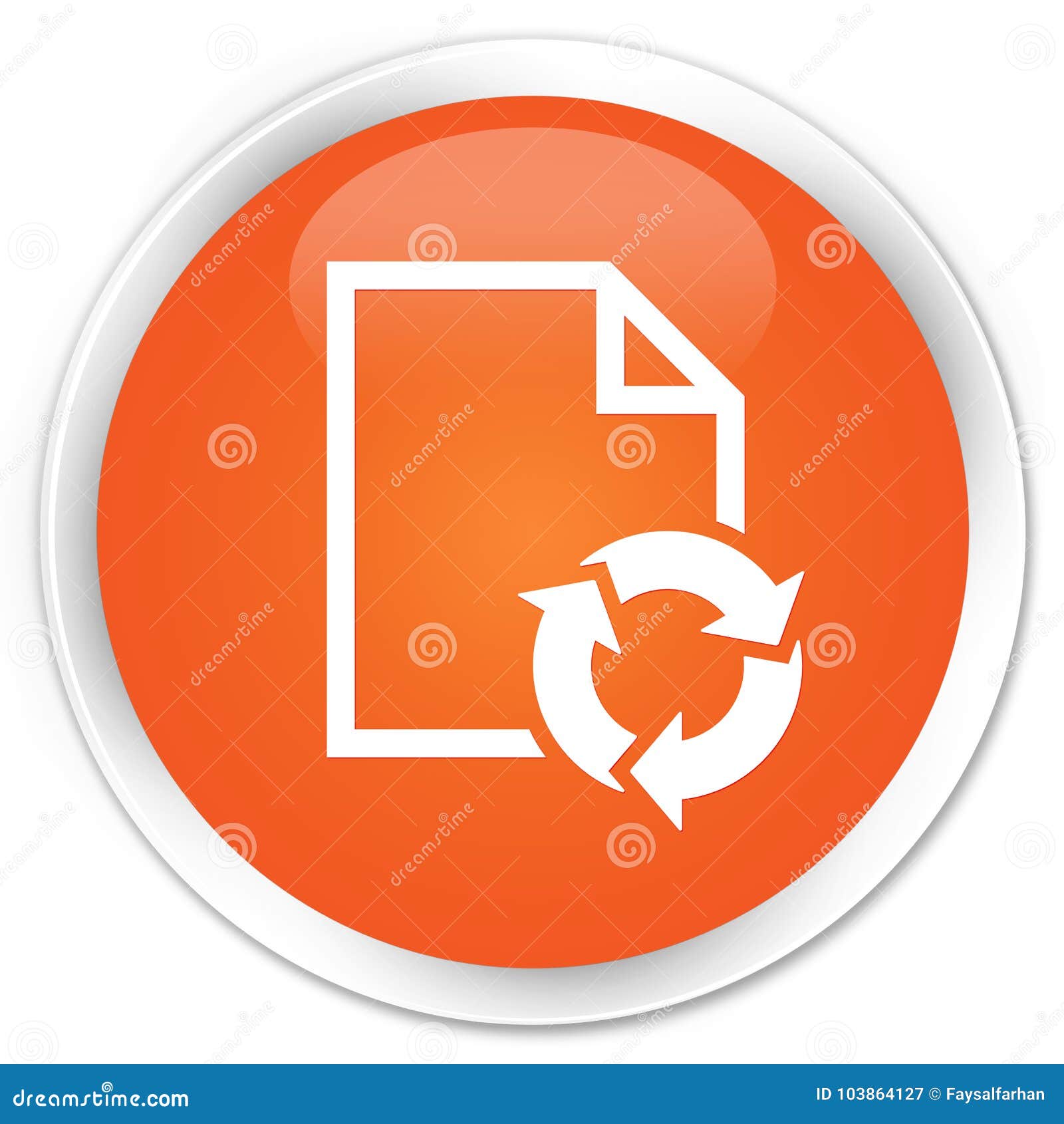 Document Process Icon Premium Orange Round Button Stock Illustration ...