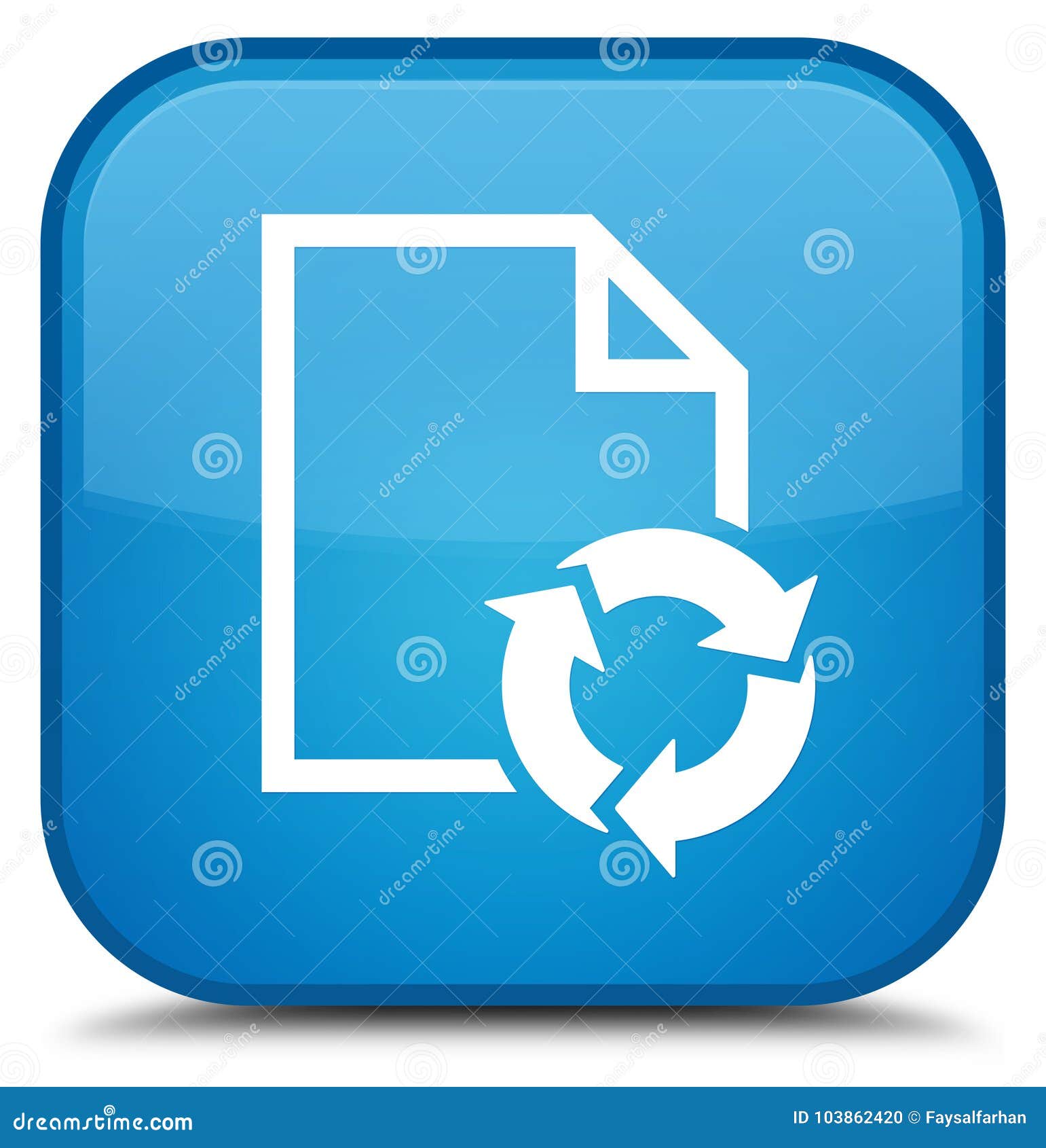 Document Process Icon Special Cyan Blue Square Button Stock ...