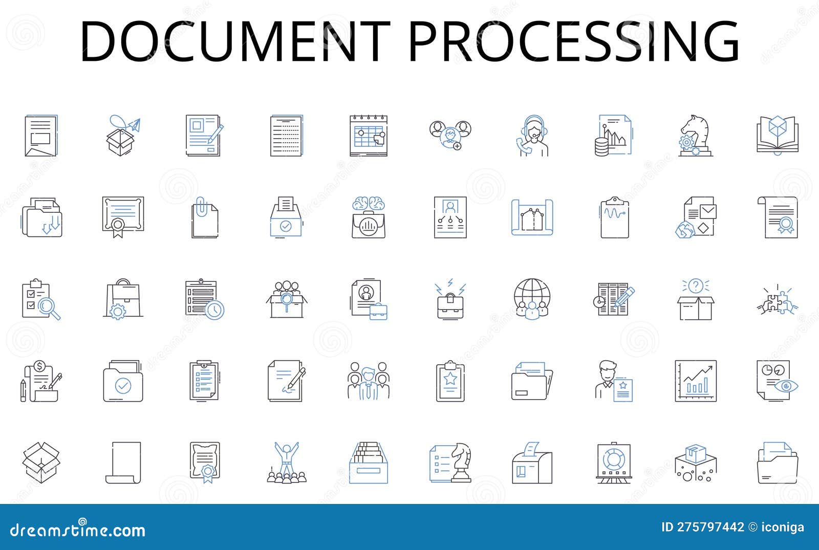 Document Processing Line Icons Collection. Eco-friendly, Responsibility ...