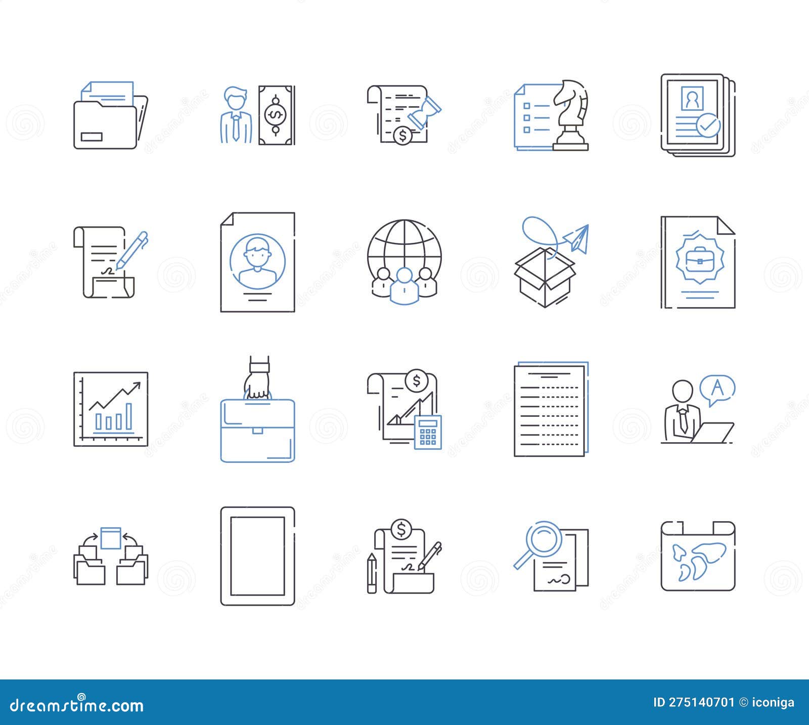 Document Processing Outline Icons Collection Documentation Processing Editing Scanning