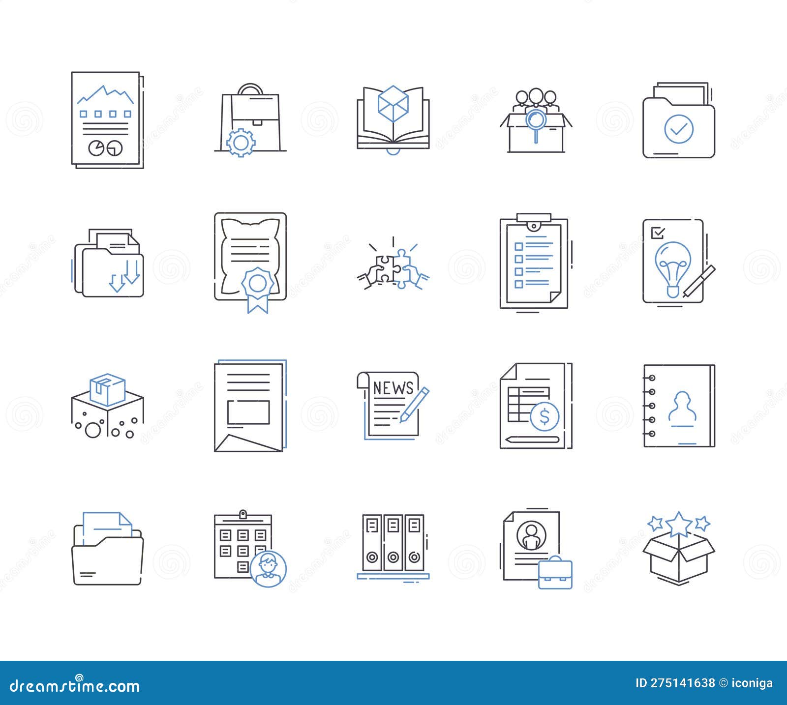 Document Processing Outline Icons Collection Documentation Processing Editing Scanning
