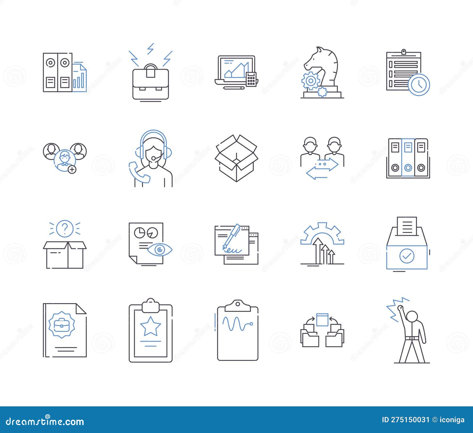 Document Processing Outline Icons Collection Documentation Processing