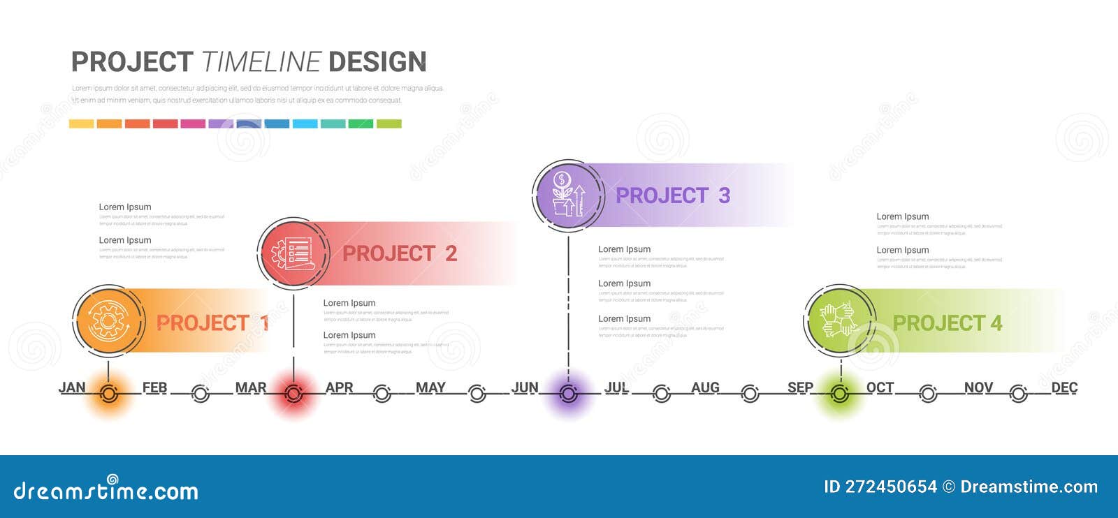 Project Schedule Year Chart, Overview Planning Timeline Vector Diagram ...