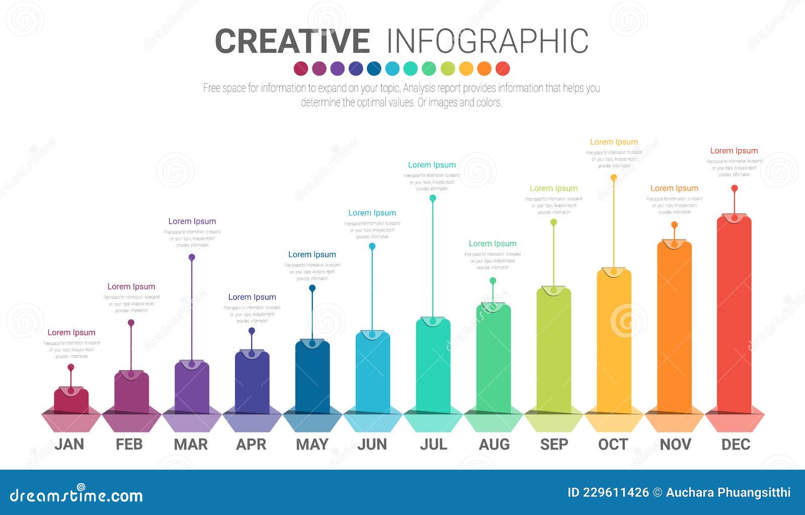 Project Timeline Graph for 12 Months, 1 Year, All Month Planner Design ...