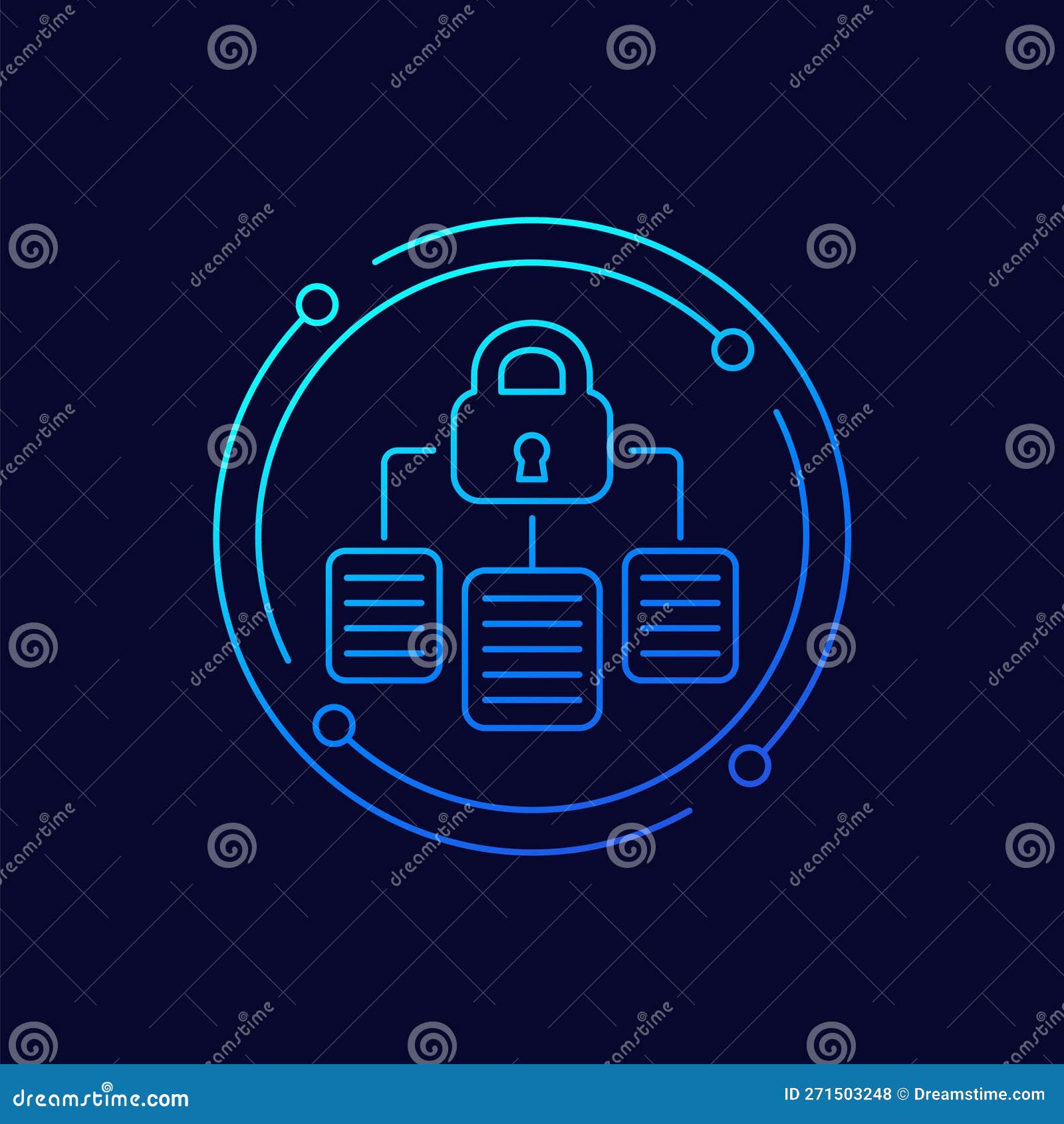 Document Protection Icon, Linear Vector Stock Vector - Illustration of ...