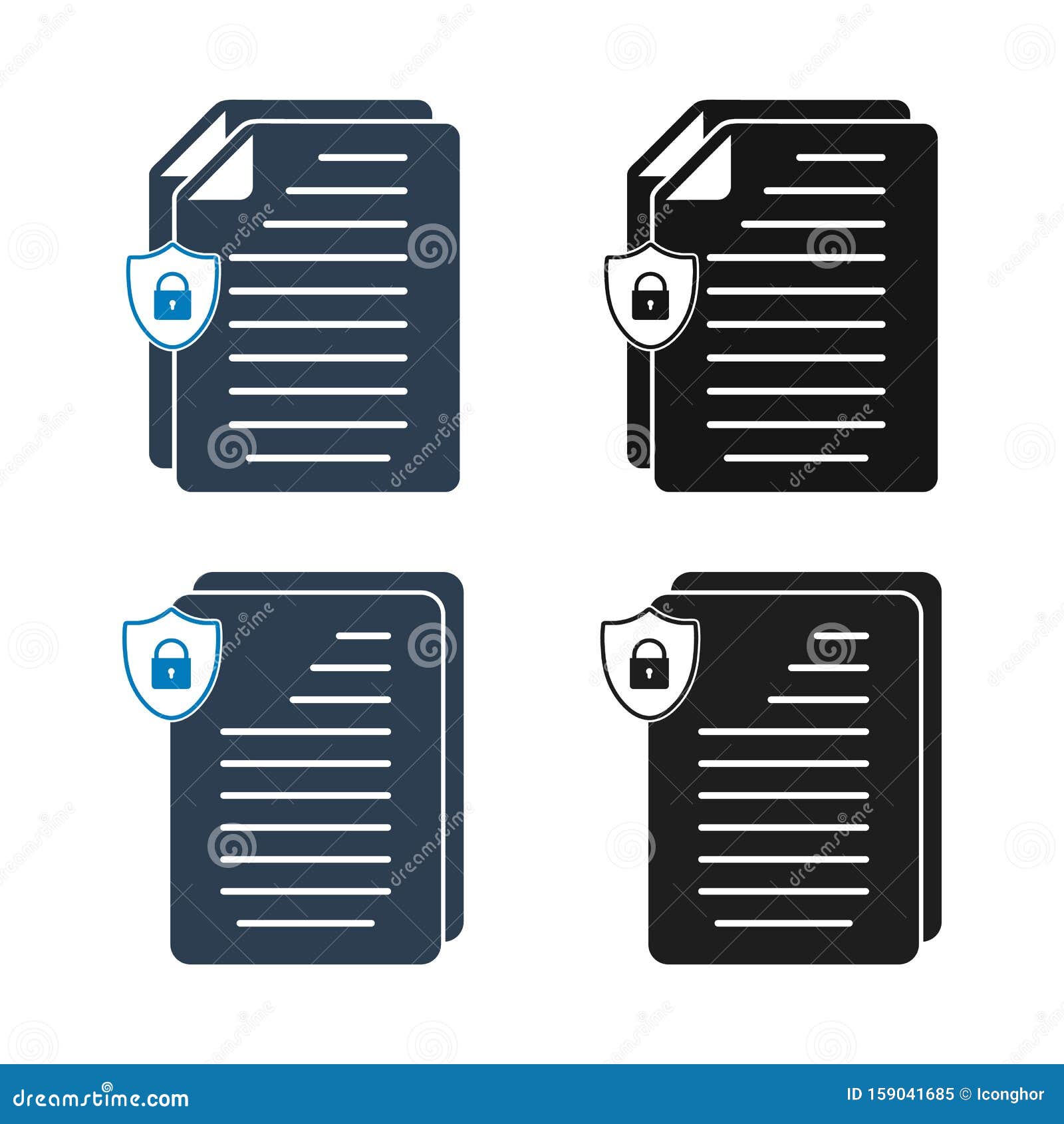 Document Protection Icon Set. Stock Vector - Illustration of vector ...