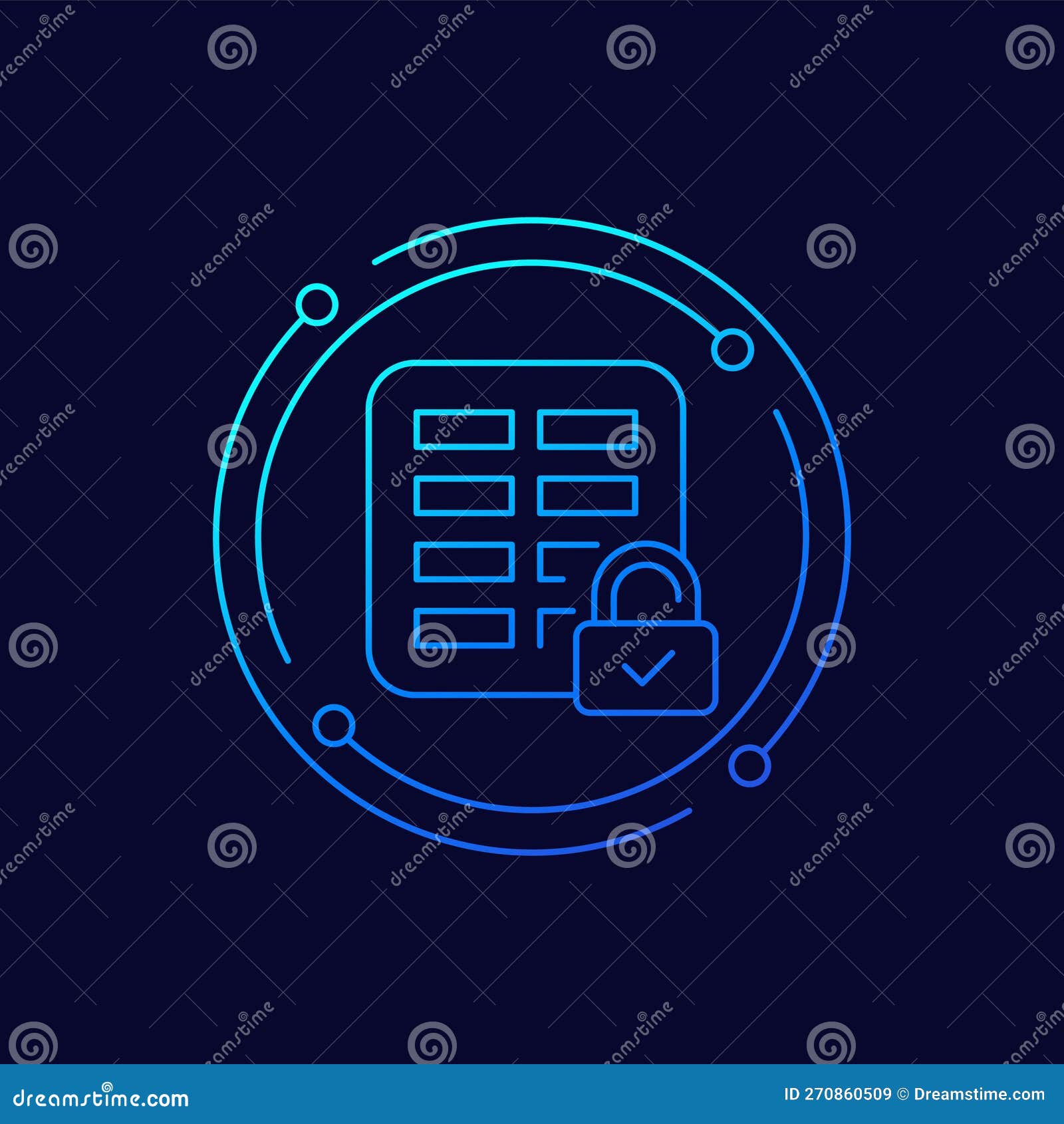 Document Protection Line Icon with a Spreadsheet Stock Vector ...