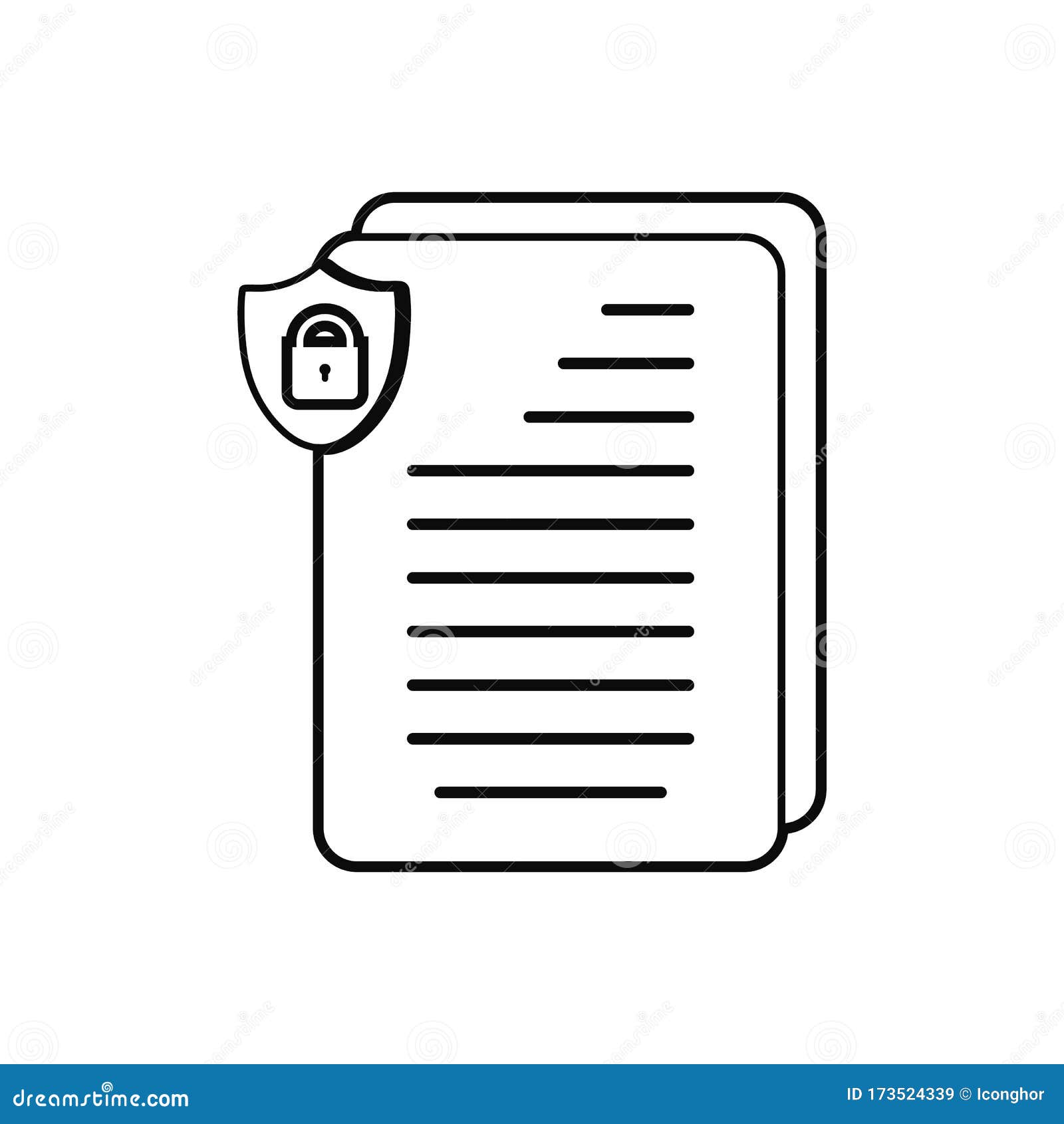 Document Protection, Security Line Icon. Stock Vector - Illustration of ...