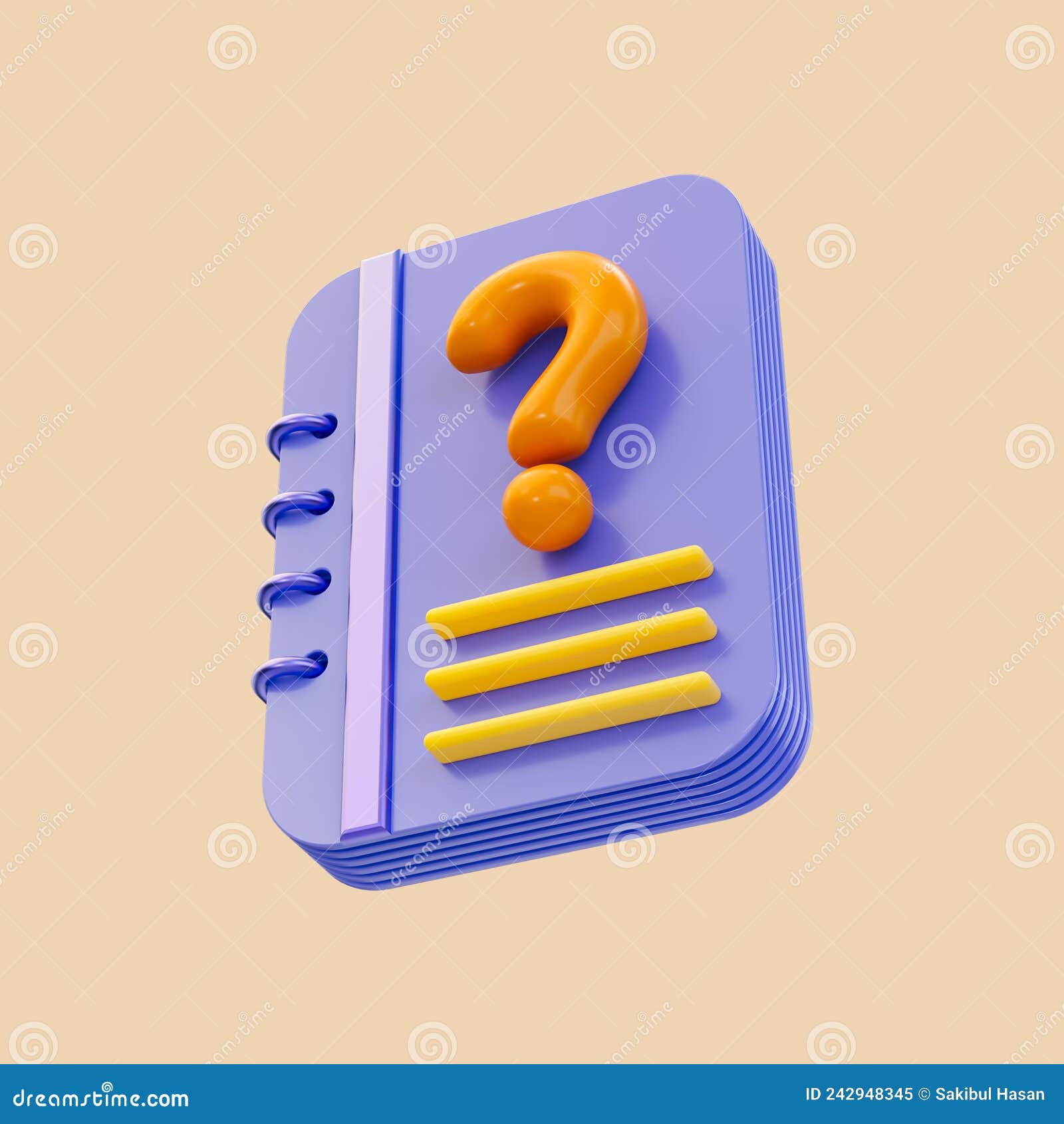 Document Question Mark Icon 3d Render Concept For Warning Or Caution ...